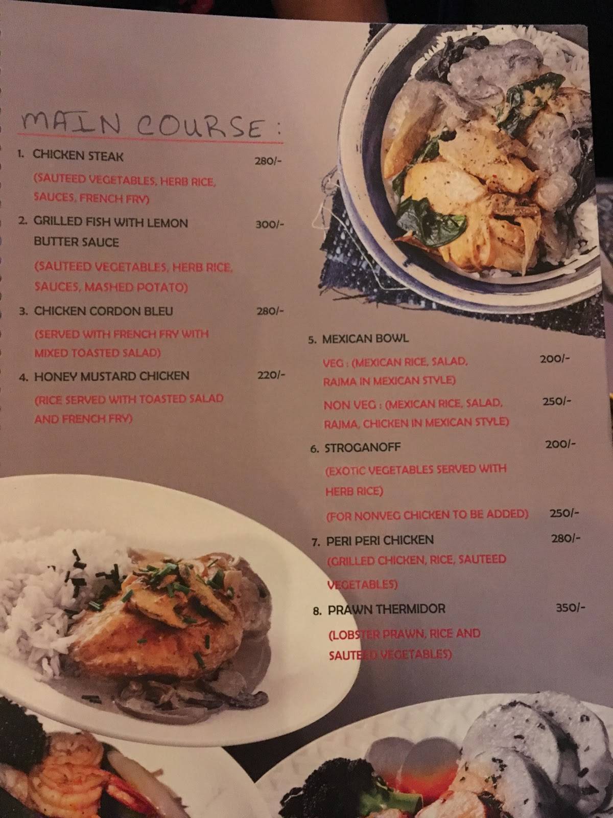 Menu at Blue Mug Cafe, Kolkata