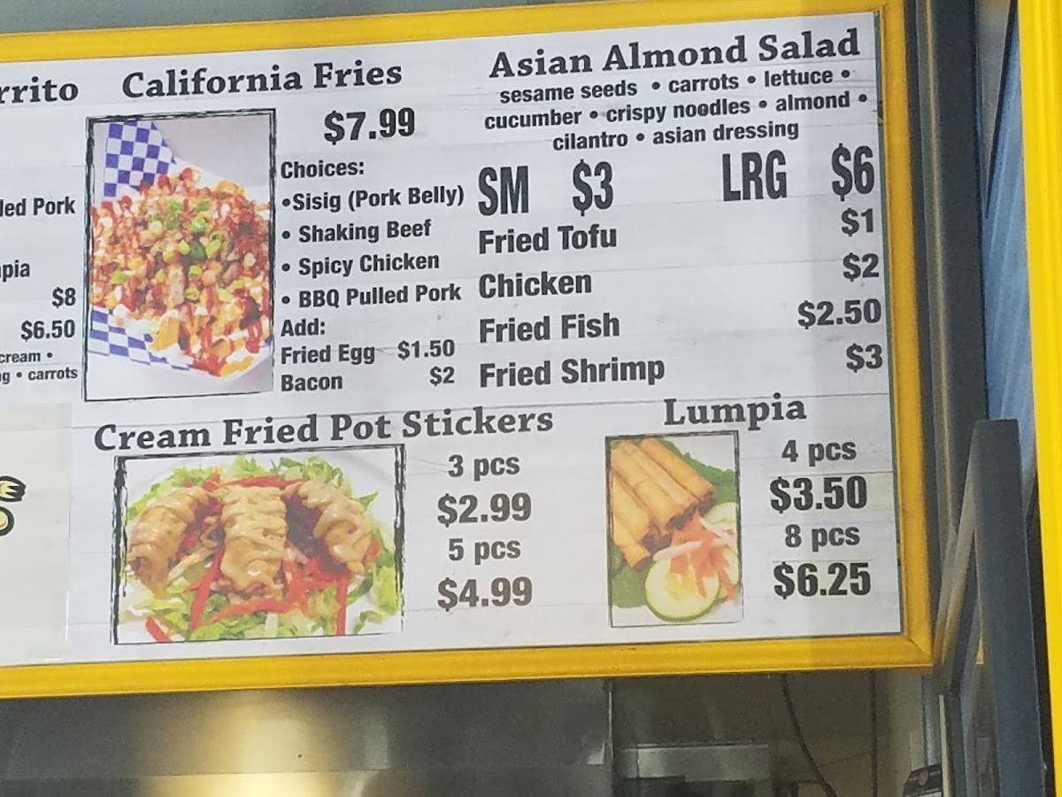 Menu at Blue Saigon restaurant, Pittsburg
