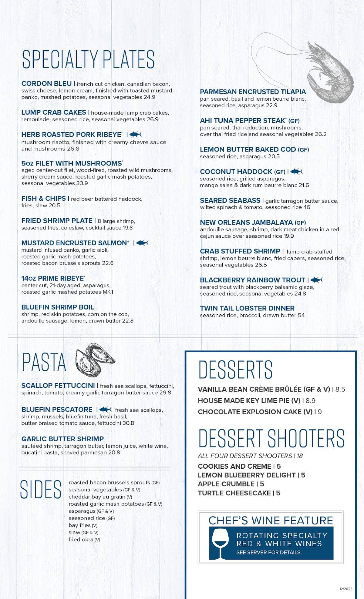 Menu at Bluefin Grill & Bar, The Villages