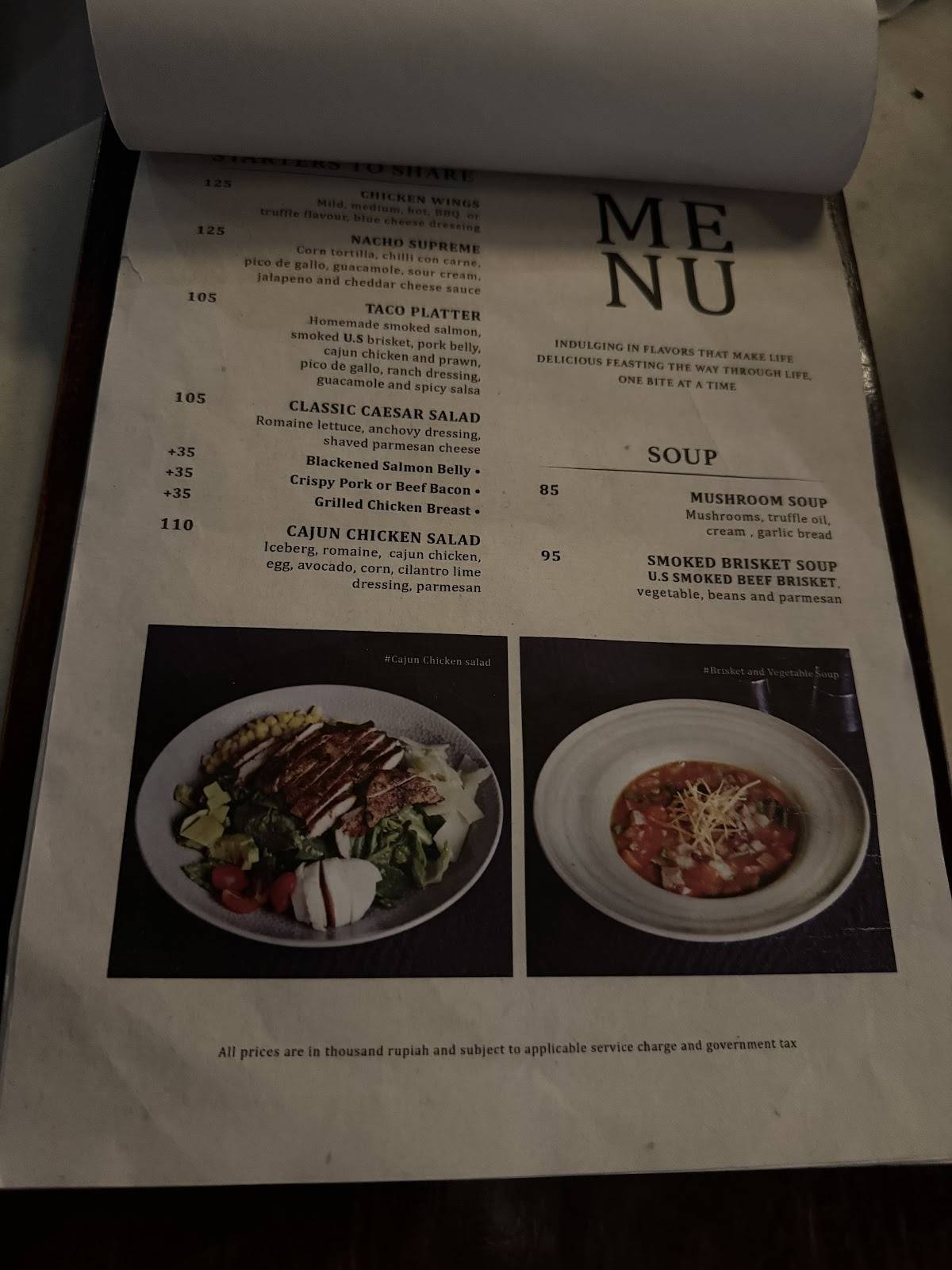 Menu at Bluegrass Bar & Grill, South Jakarta