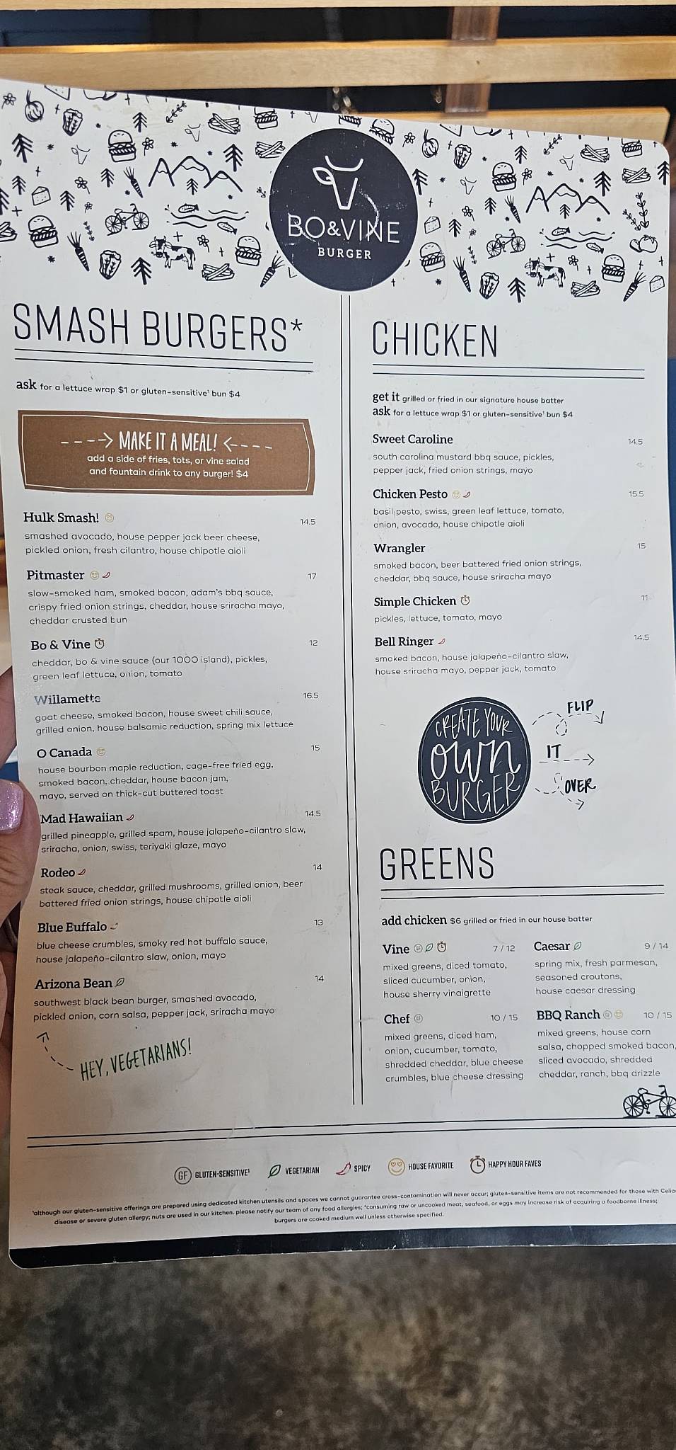 Menu at Bo & Vine Burger Salem restaurant, Salem