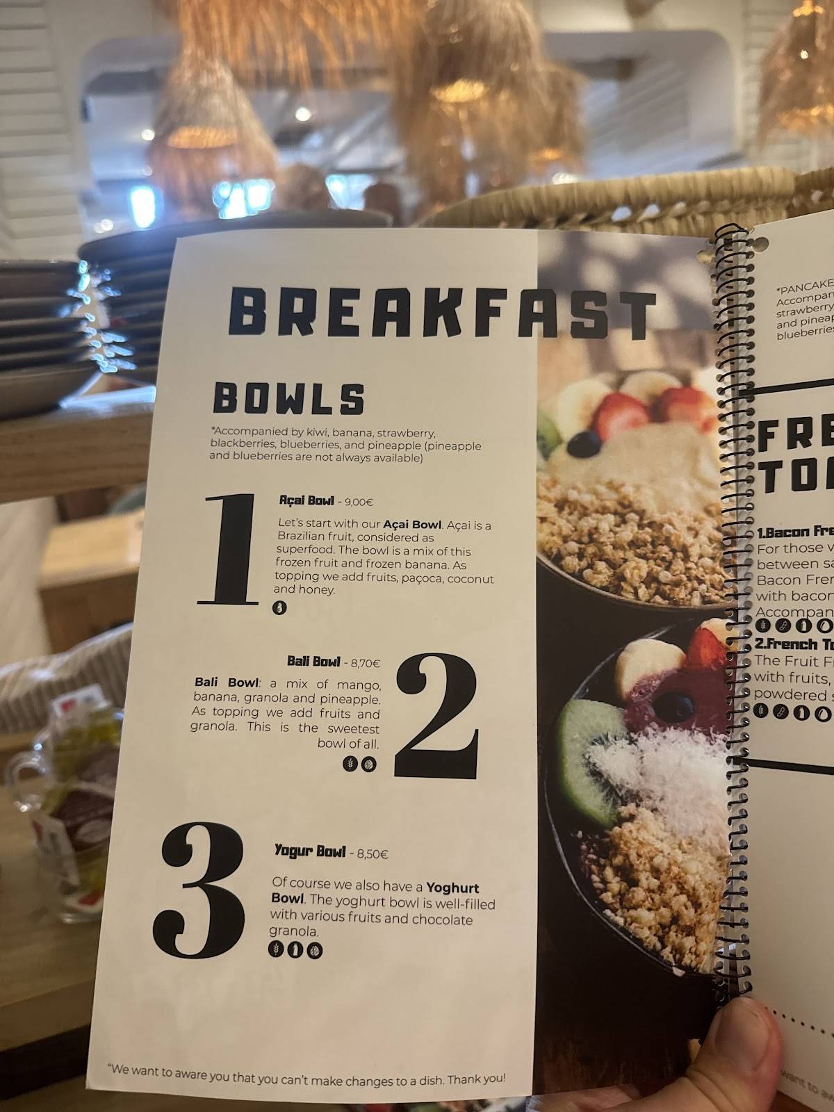 Carta del restaurante Boa Beach, Valencia