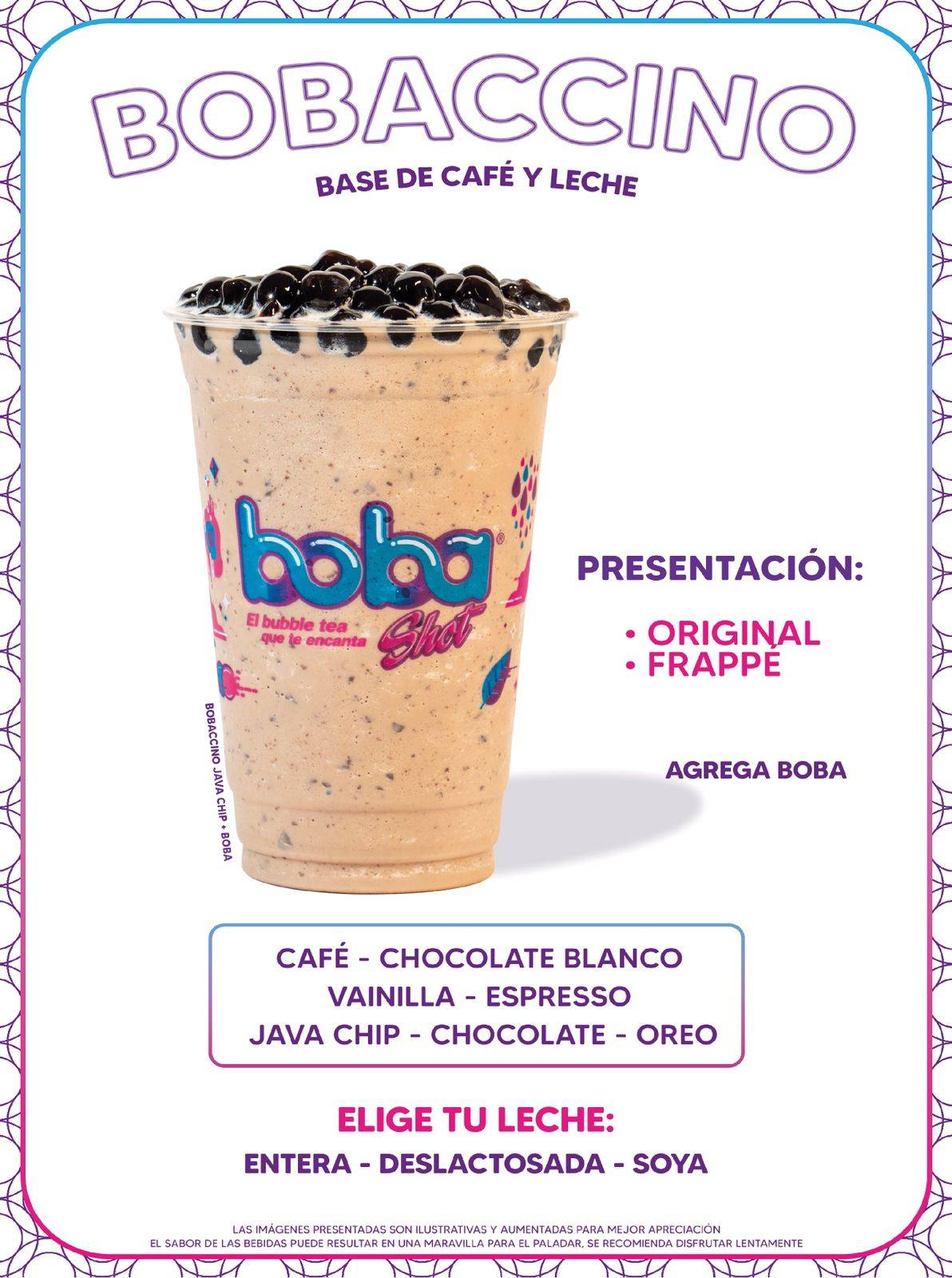 Carta del café Boba Shot, Acapulco, Av Costera Miguel Alemán 2148