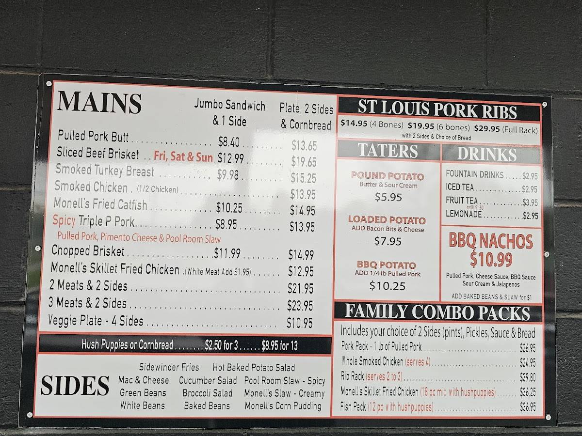 Menu at Bobby Q's BBQ, Cookeville, 428 E Broad St