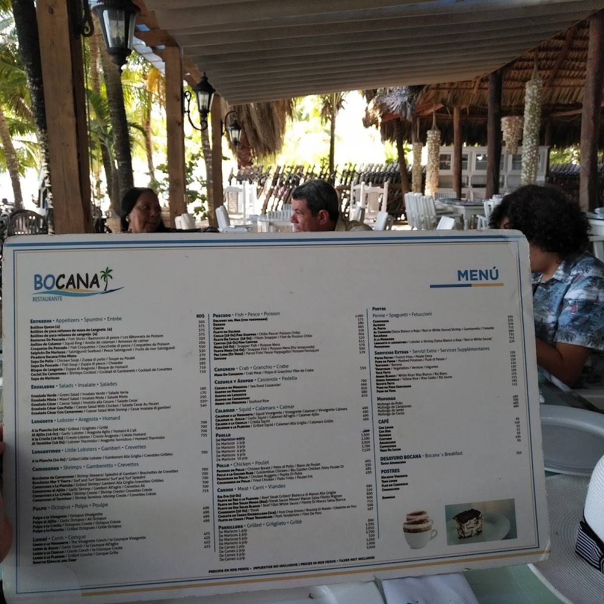 Menu at Bocana Beach & Club, Boca Chica