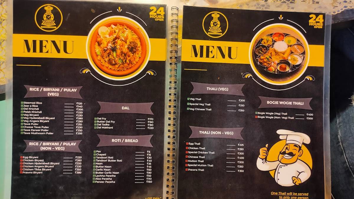 Menu at Bogie Wogie Restaurant On Wheels, Mumbai