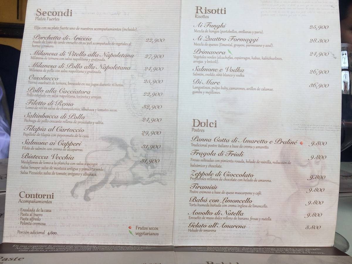Carta de Restaurante Rómulo y Remo, Bogotá, Cl. 27 # 4 - 49