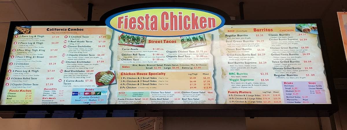 Menu at Fiesta Chicken restaurant, Boise, S Orchard St