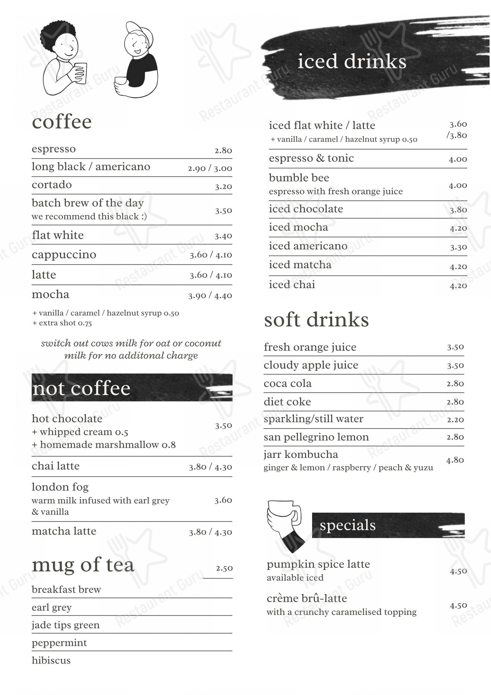 Menu at Bon cafe, Sheffield