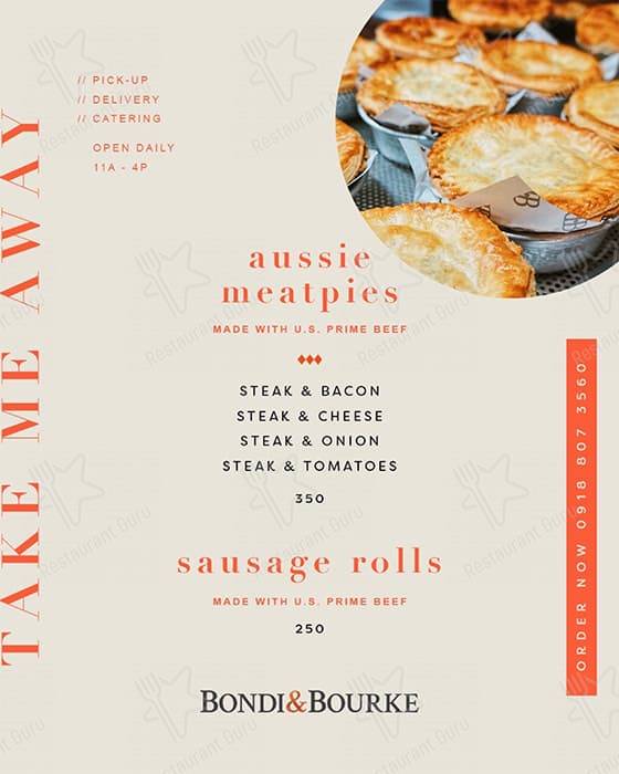 Menu at Bondi&Bourke steakhouse, Makati, Cattleya Condominium