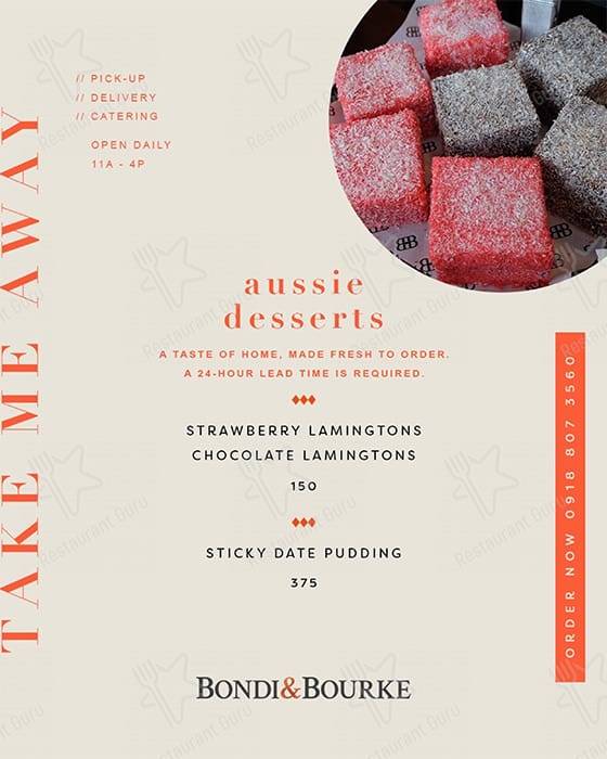 Menu at Bondi&Bourke steakhouse, Makati, Cattleya Condominium