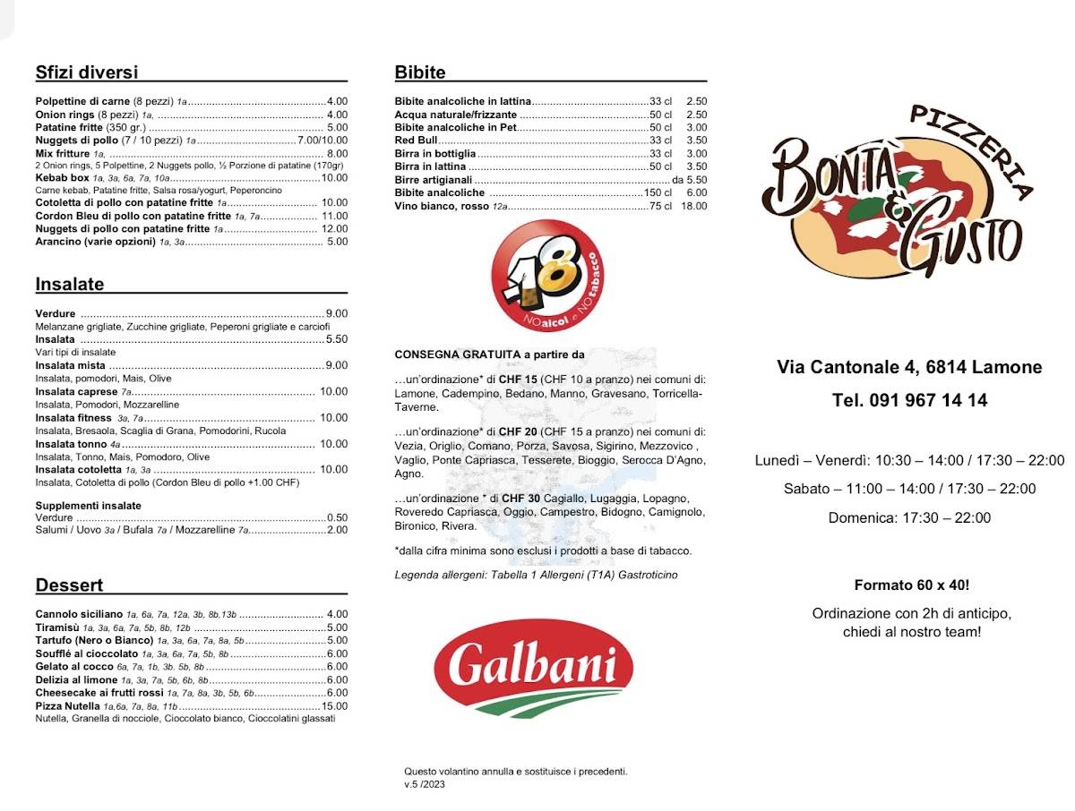 Menu da Bontà & Gusto, Lamone