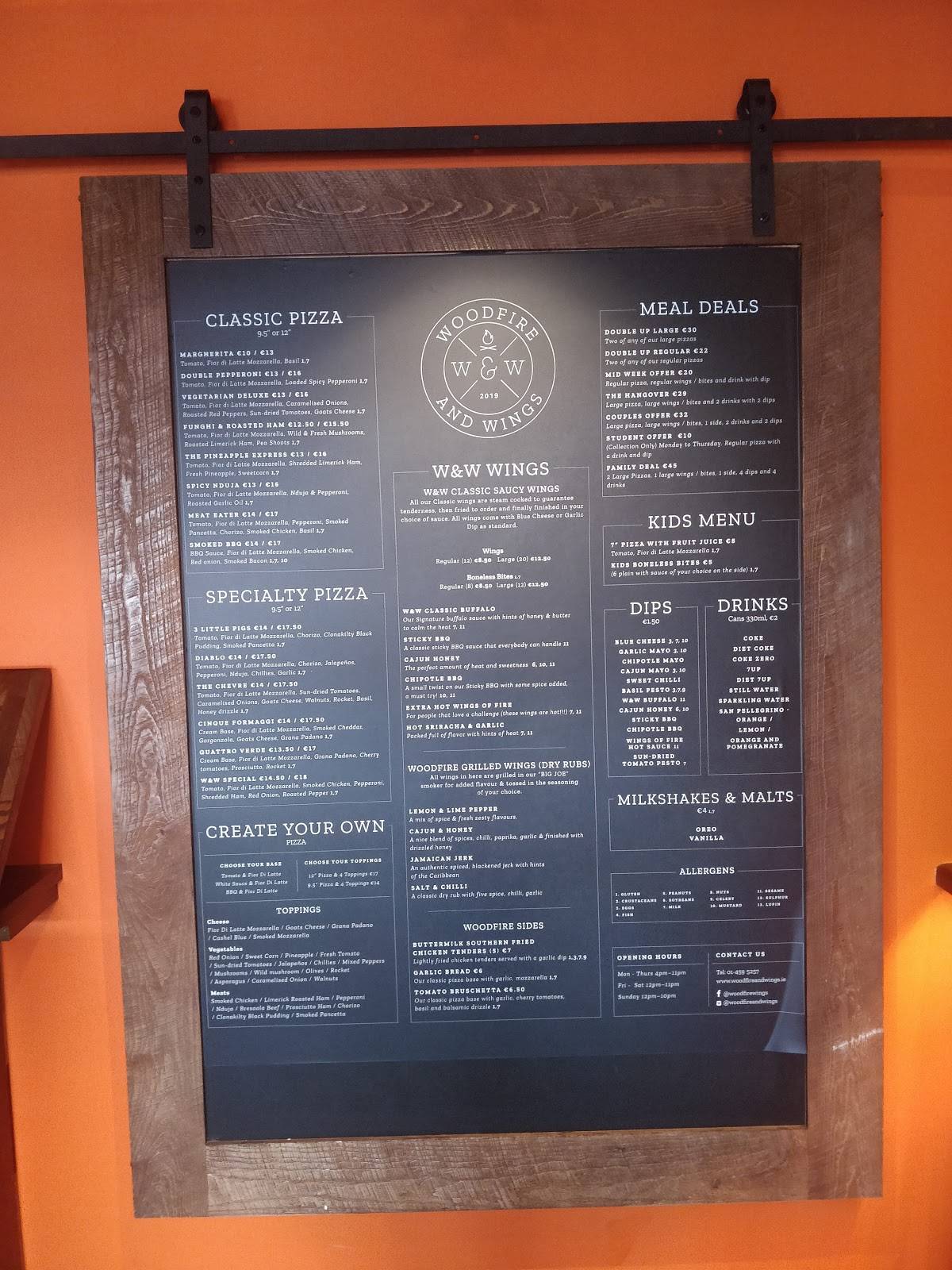 Menu at Boomers Bar, Dublin