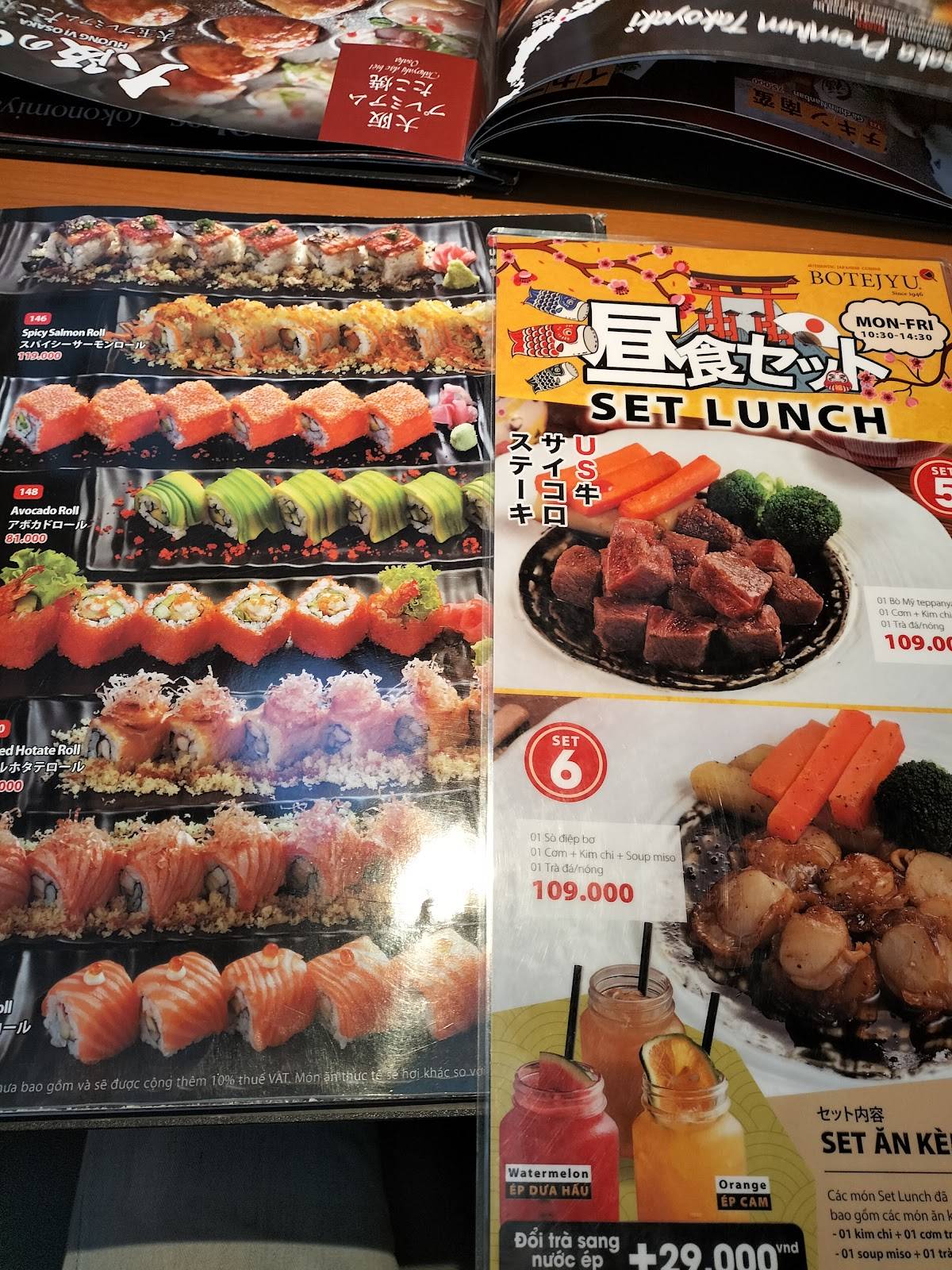 Carta de Botejyu Restaurant Vincom Metropolis, Hanoi