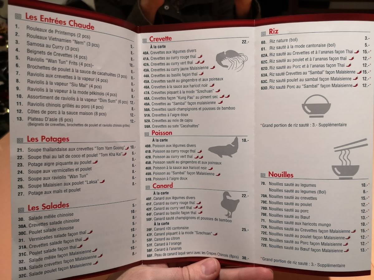 Menu at Li Garden, Bottens, Rte de Lausanne 3