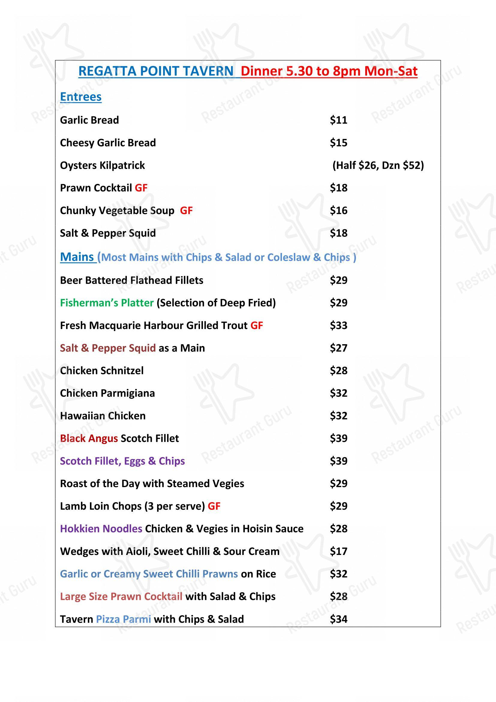 Menu at Bottle O at Regatta Point Tavern pub & bar, Strahan