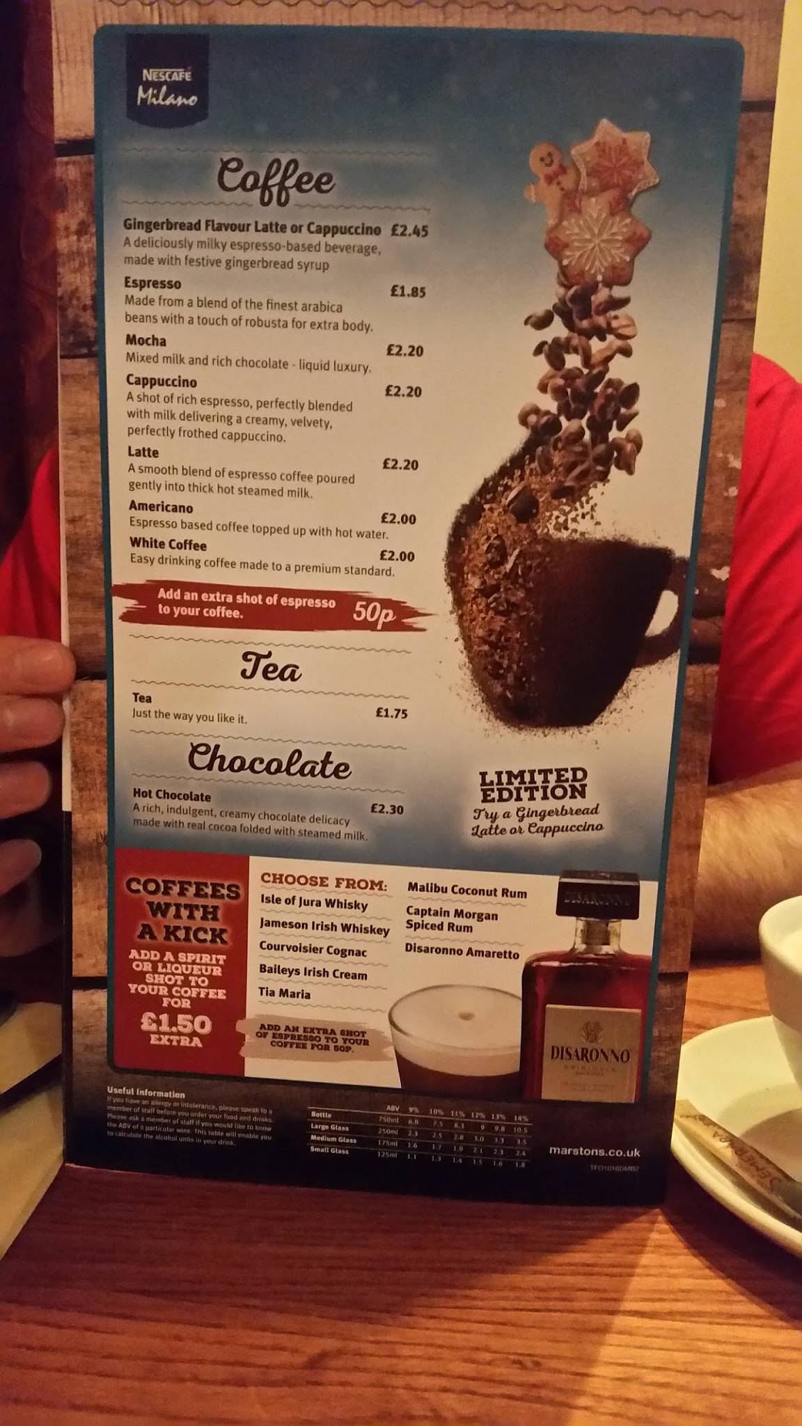 Menu at Sugar Mill restaurant, Bourne