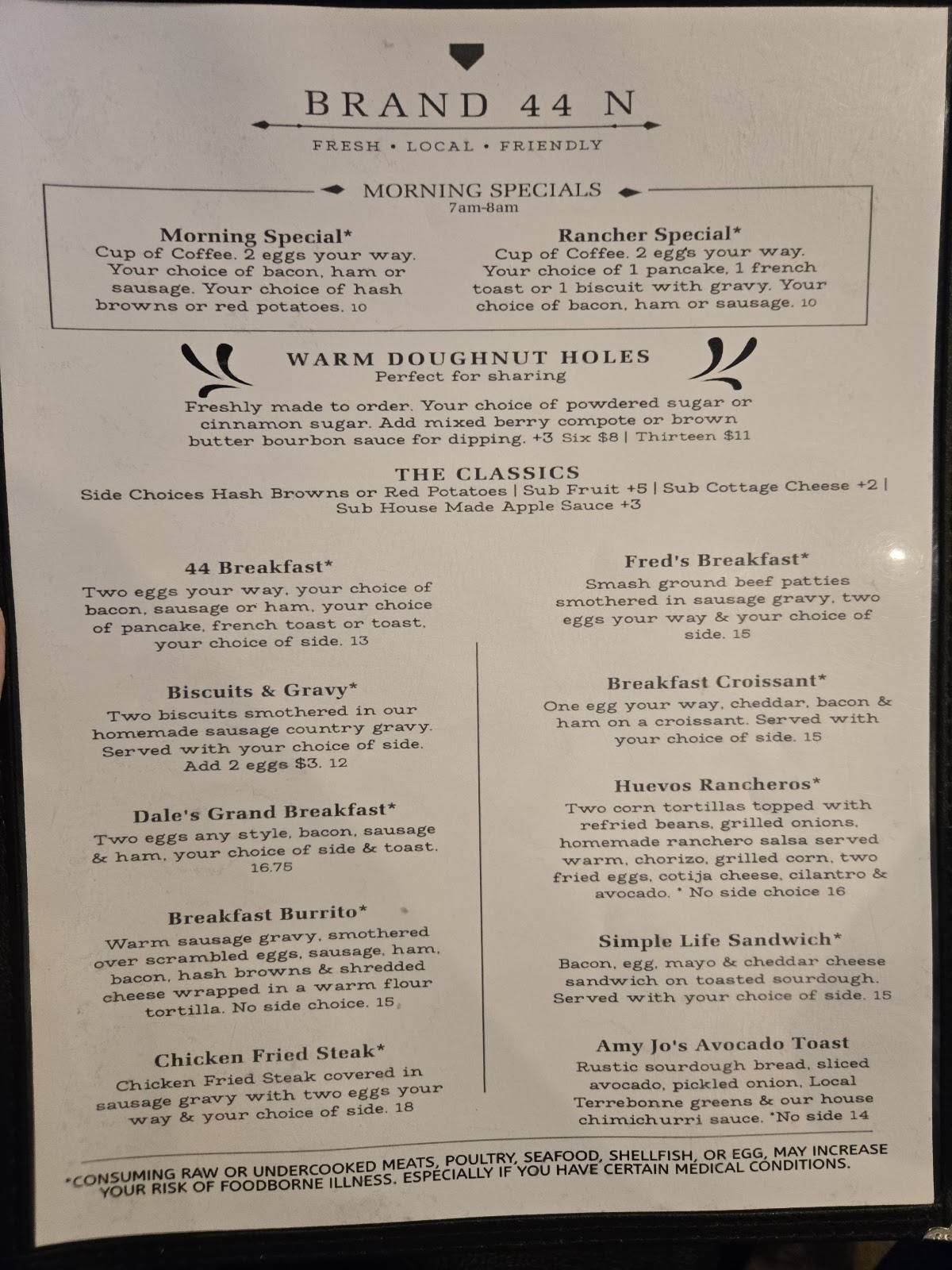 Menu at Brand 44° N desserts, Terrebonne