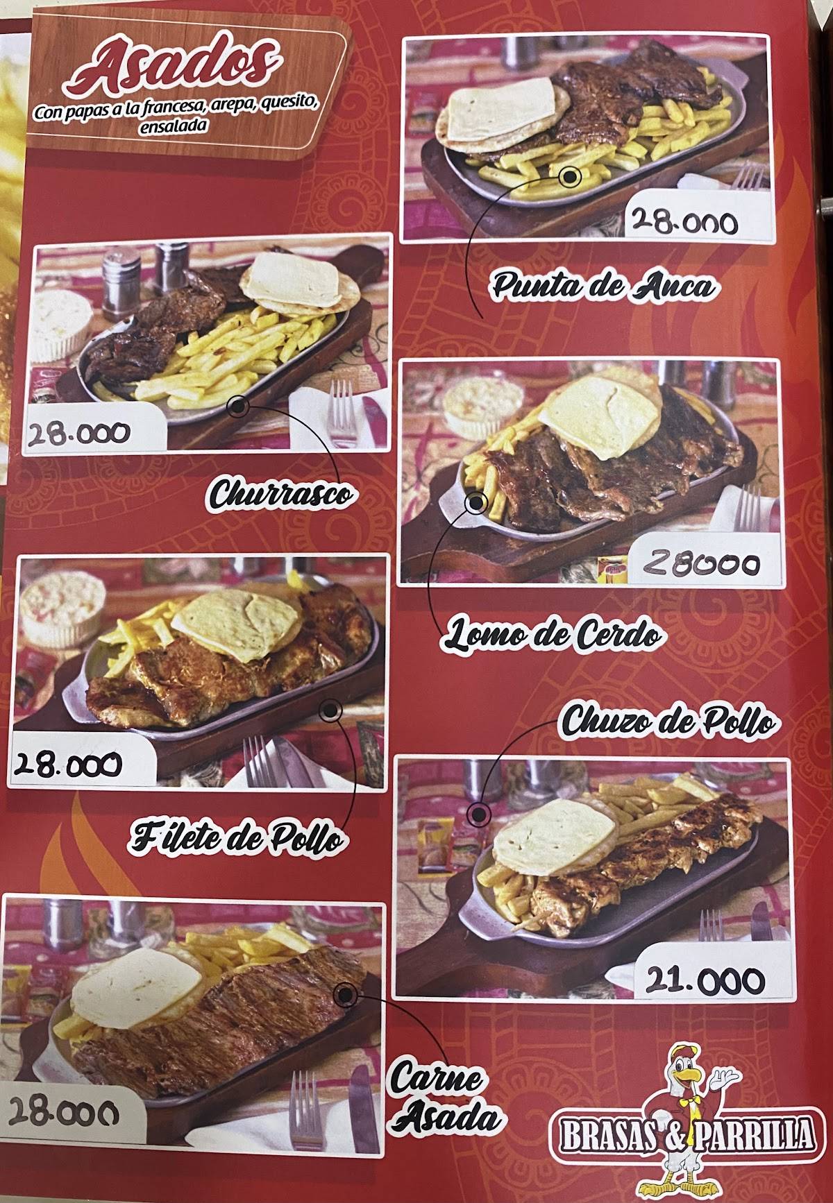 Menu at Brasas y parrilla, Colombia, Cra. 99 #43-8