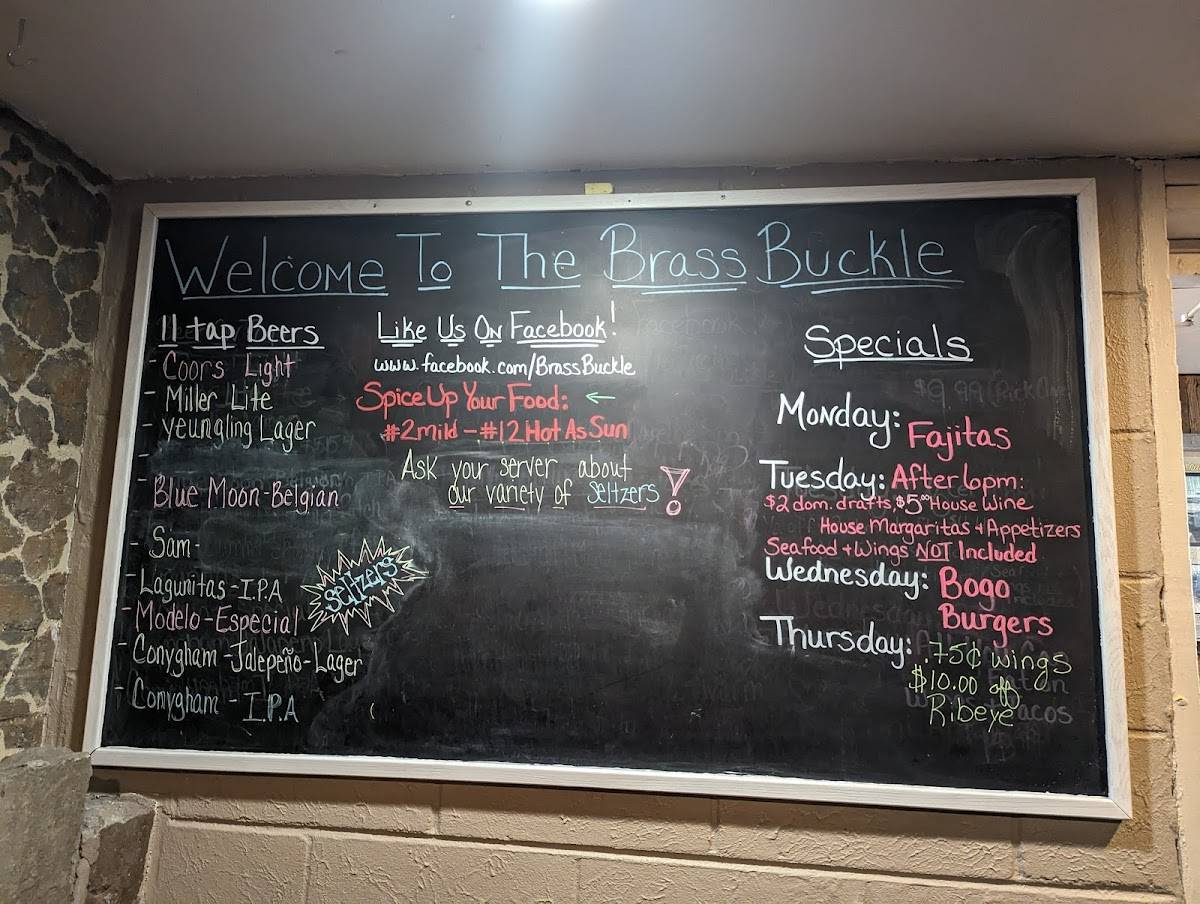 Menu at Brass Buckle Restaurant, Conyngham