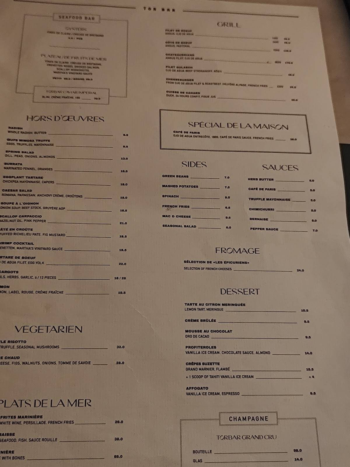 Speisekarte von Brasserie Torbar, Berlin