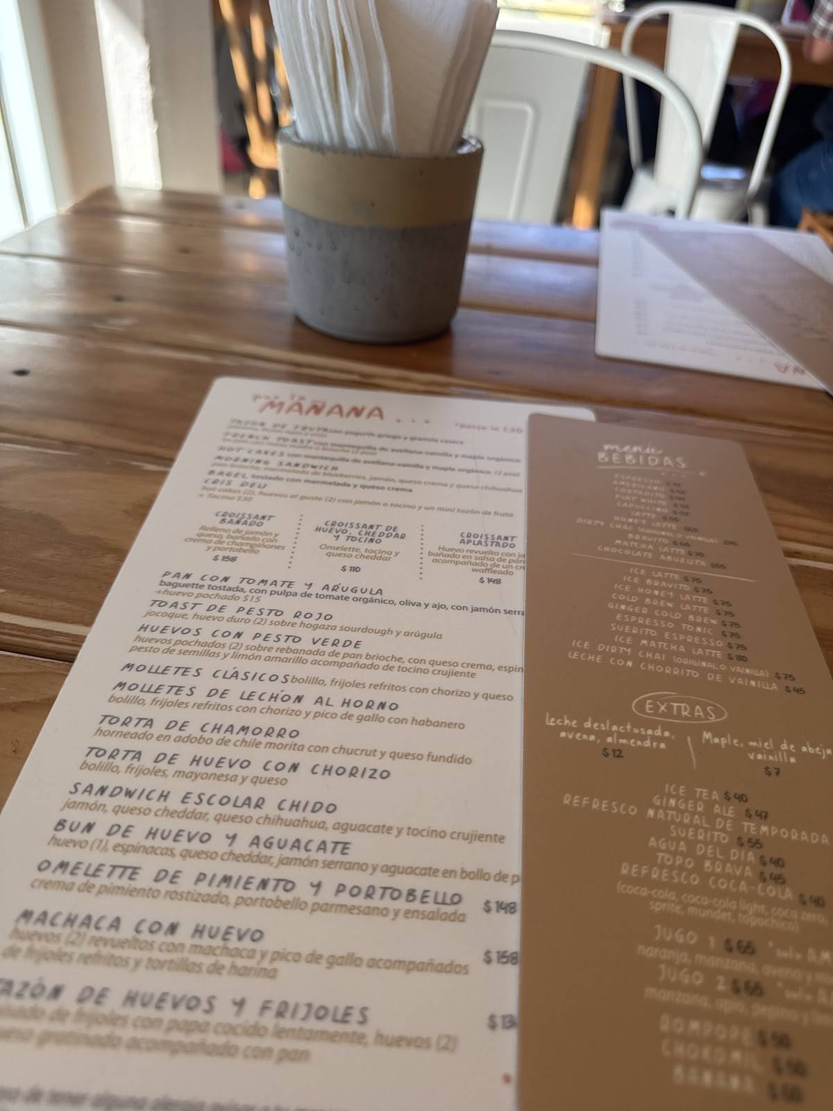 Carta de Brava Panadería, Durango