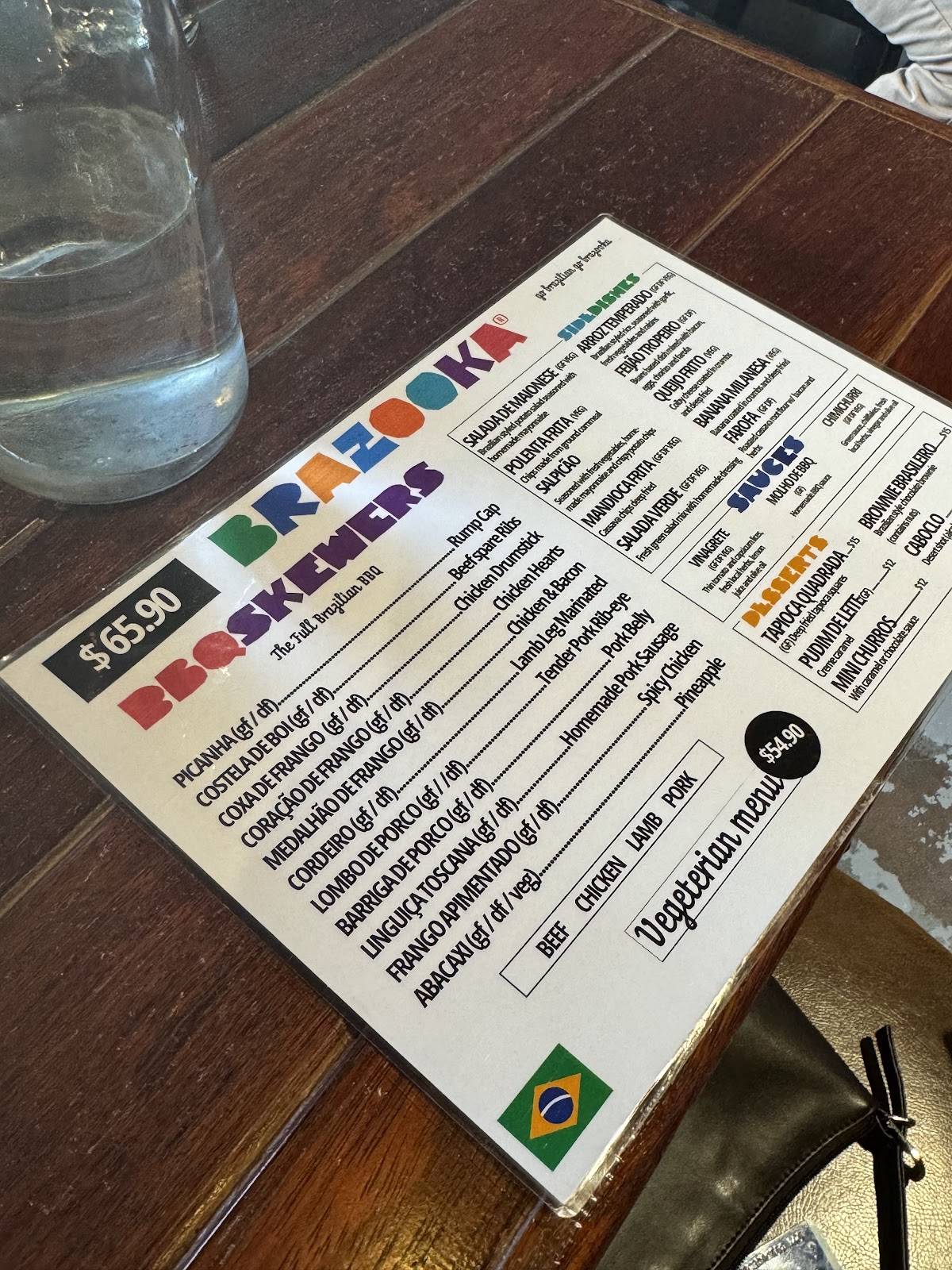 Menu at Brazooka - BBQ Brazil, Christchurch, 505A Papanui Rd