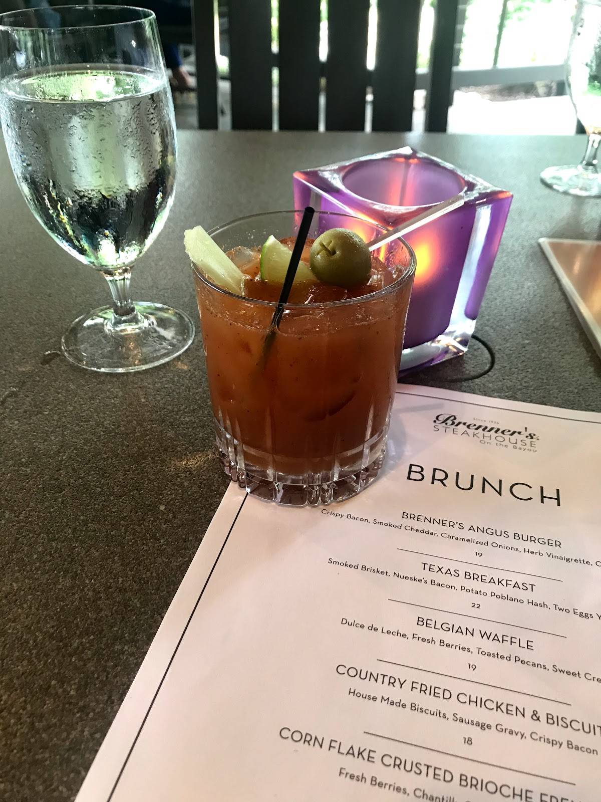 Menu at Brenner's on the Bayou steakhouse, Houston, 1 Birdsall St