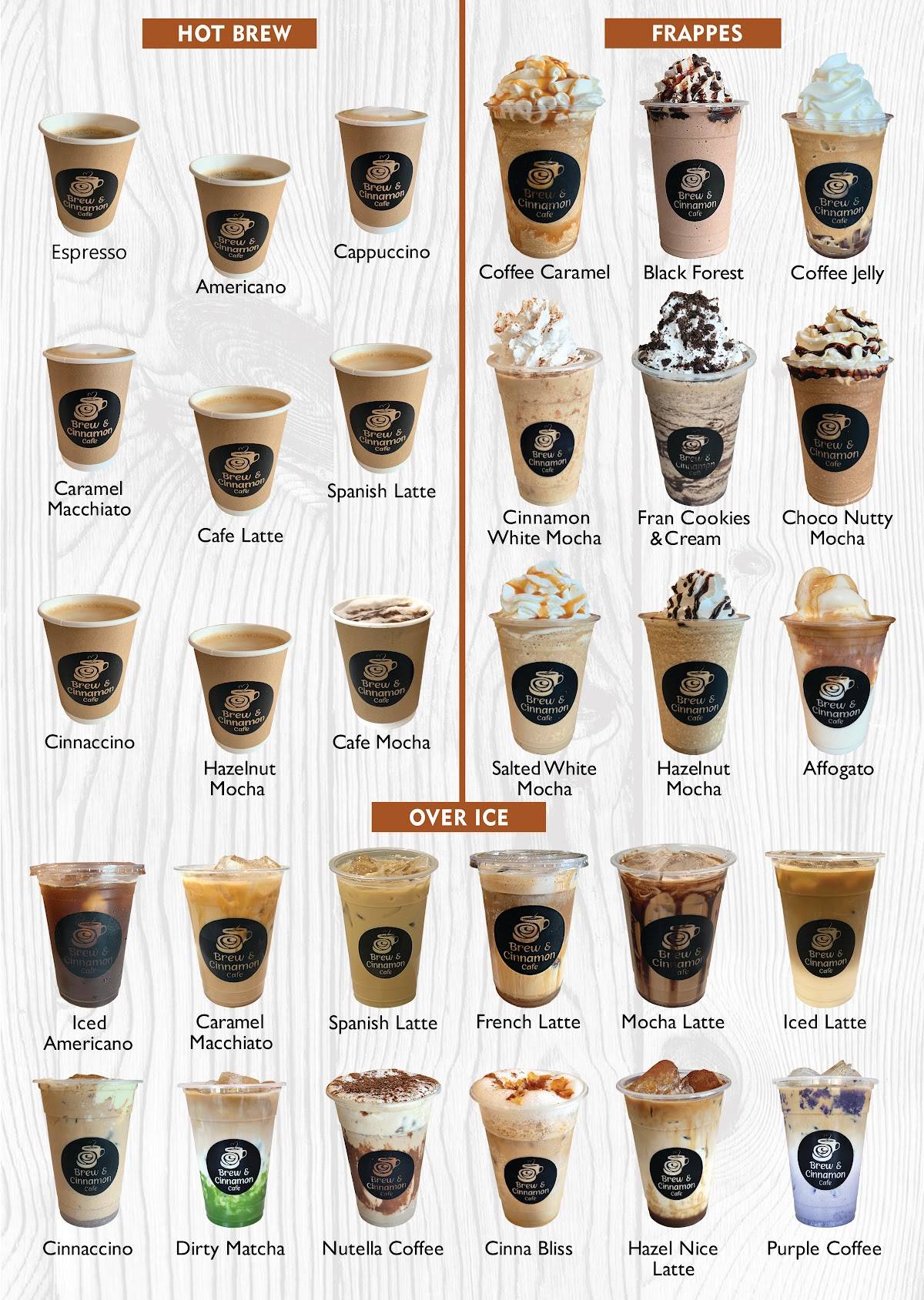 Menu at Brew and Cinnamon Cafe, Davao City