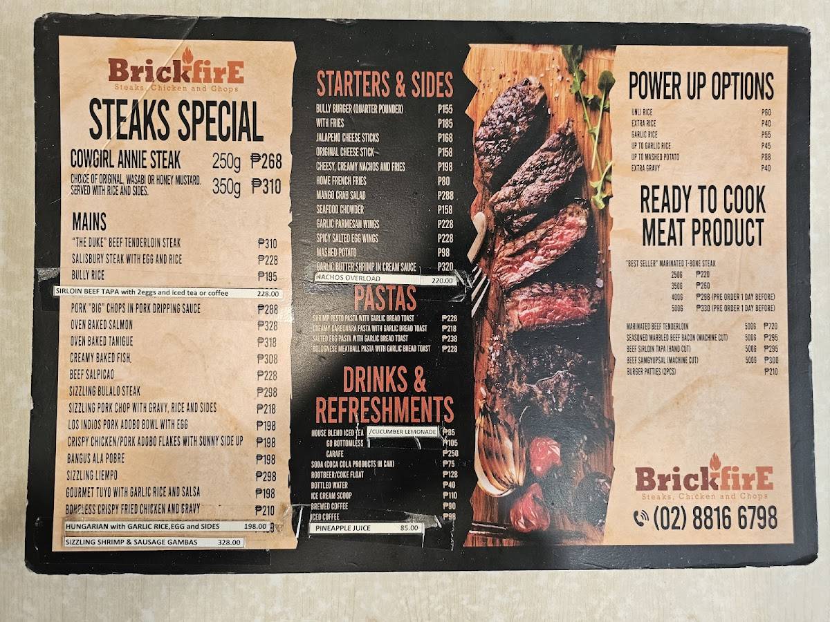 Menu at Brickfire E. Abada steakhouse, Quezon City, J3PF+F5V