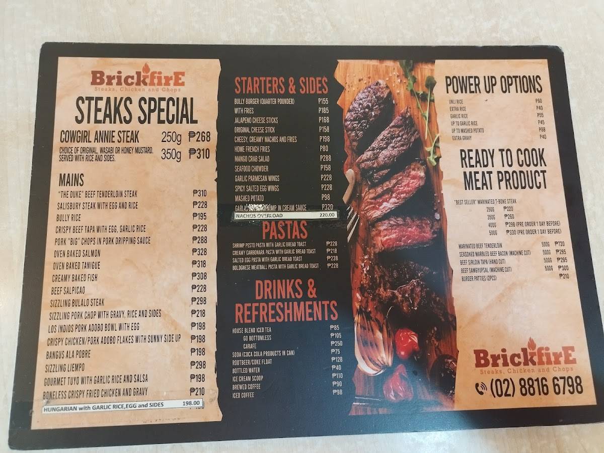 Menu at Brickfire E. Abada steakhouse, Quezon City, J3PF+F5V