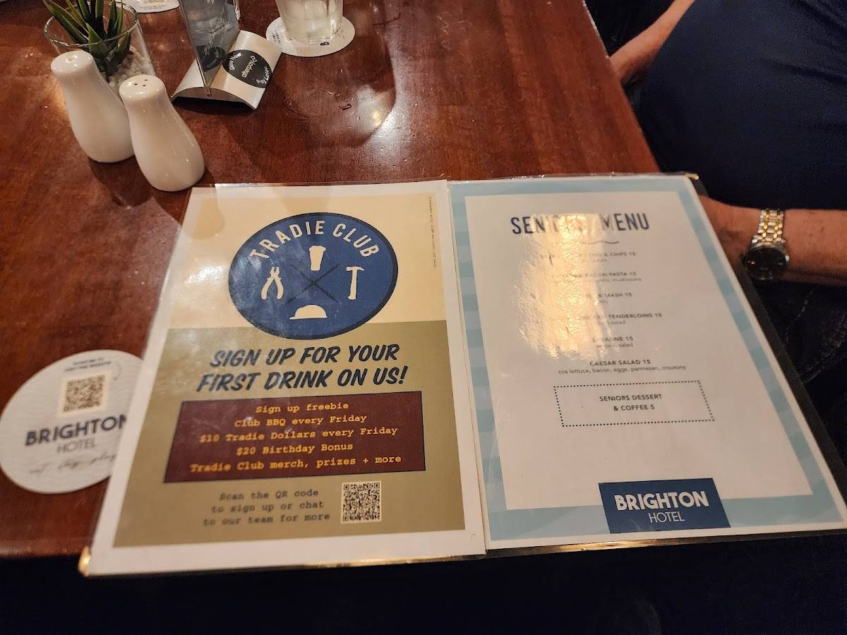 Menu at Charlies @ the Brighton Hotel pub & bar, Brighton