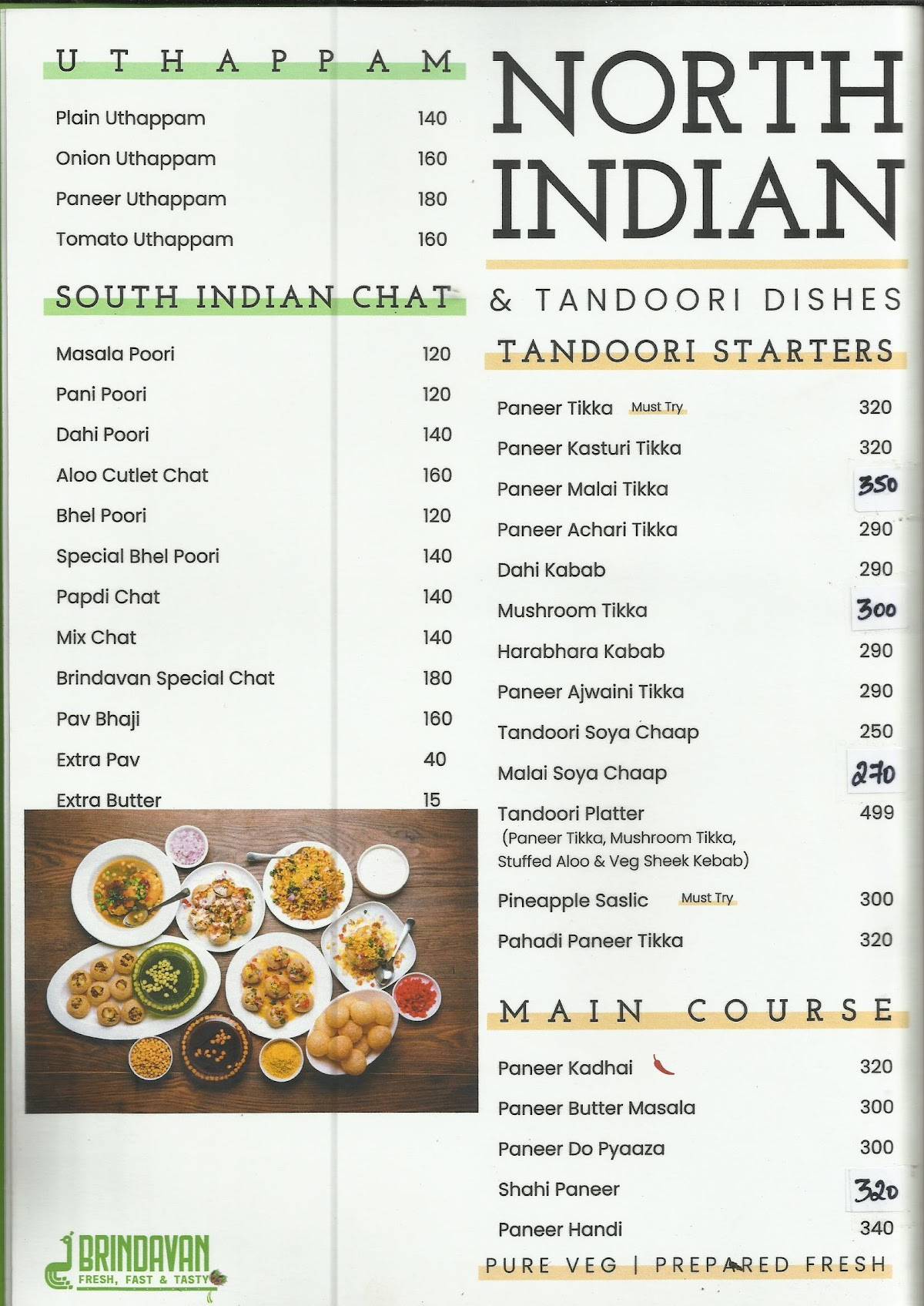 Menu at Brindavan Pure Veg Restaurant, Mandi