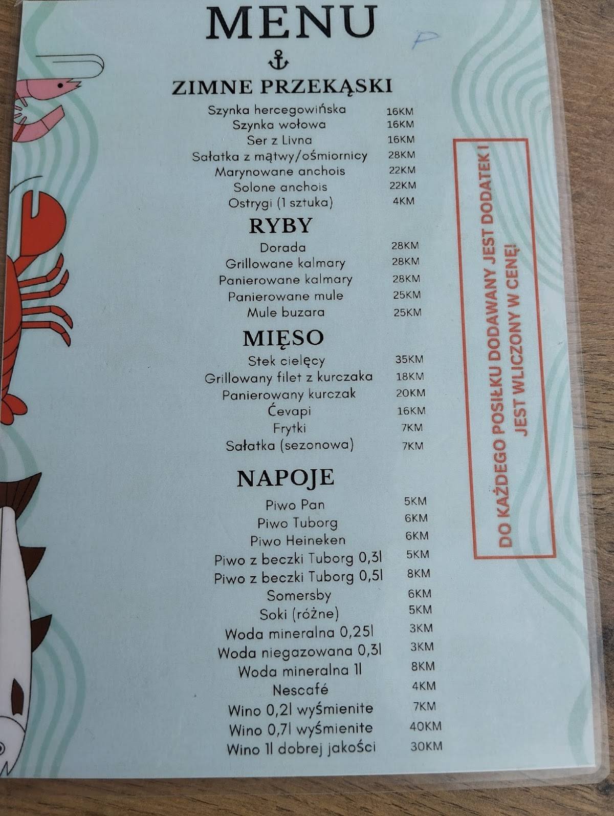 Menu at Brod Ivana Floating restaurant, Neum