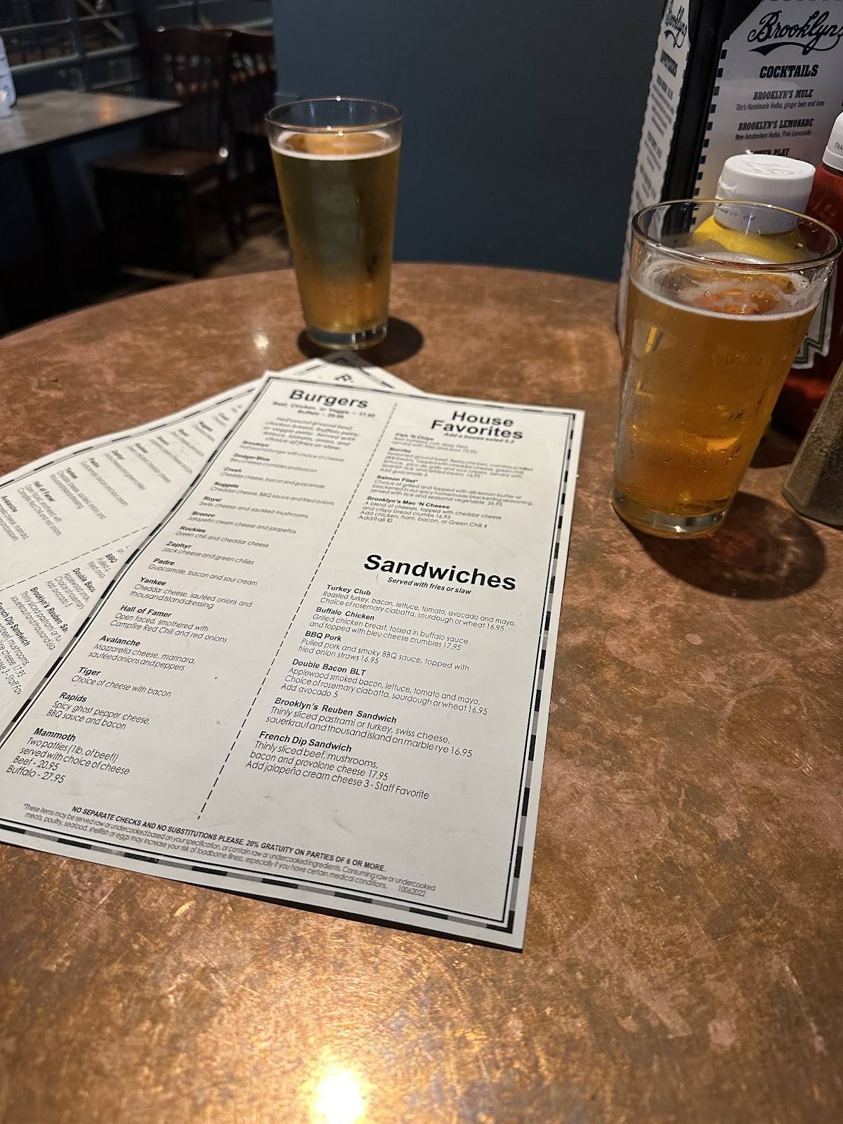 Menu at Brooklyn's At Ball Arena pub & bar, Denver, 901 Auraria Pkwy