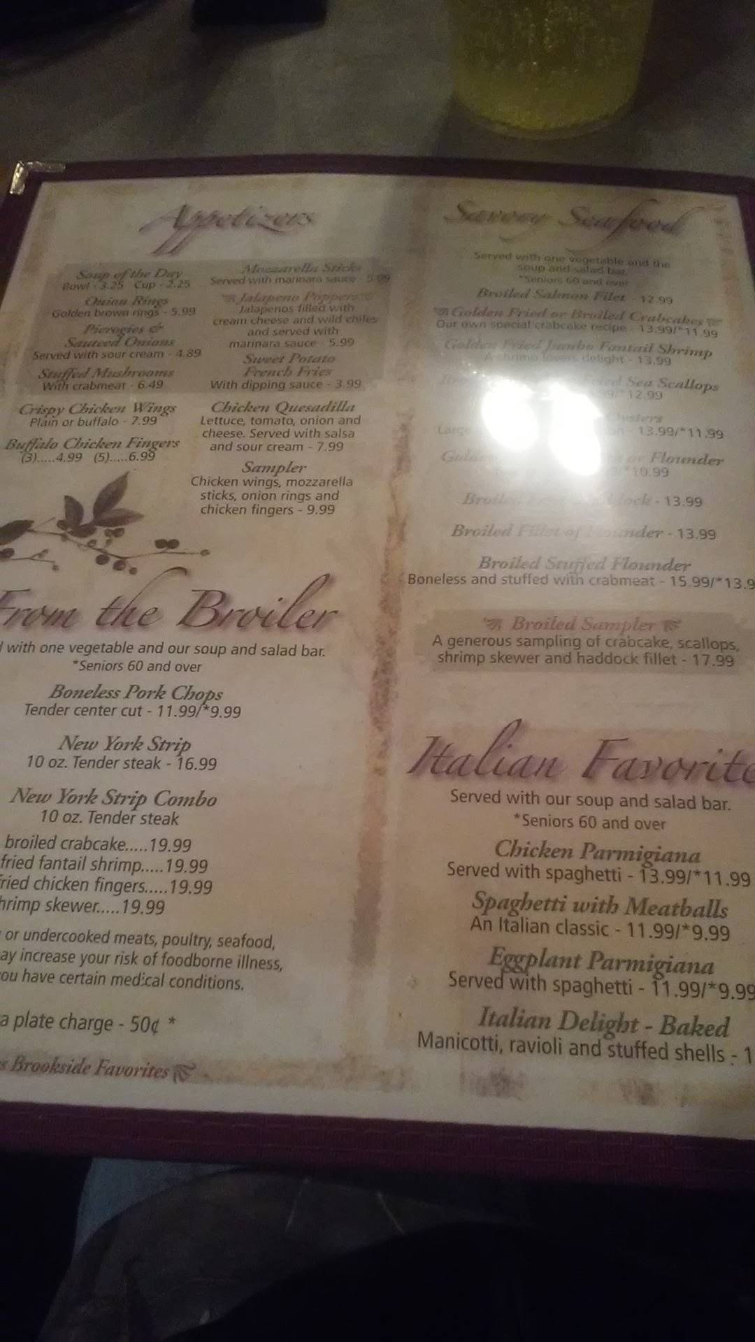 Menu at Brookside Family Restaurant, Pottstown