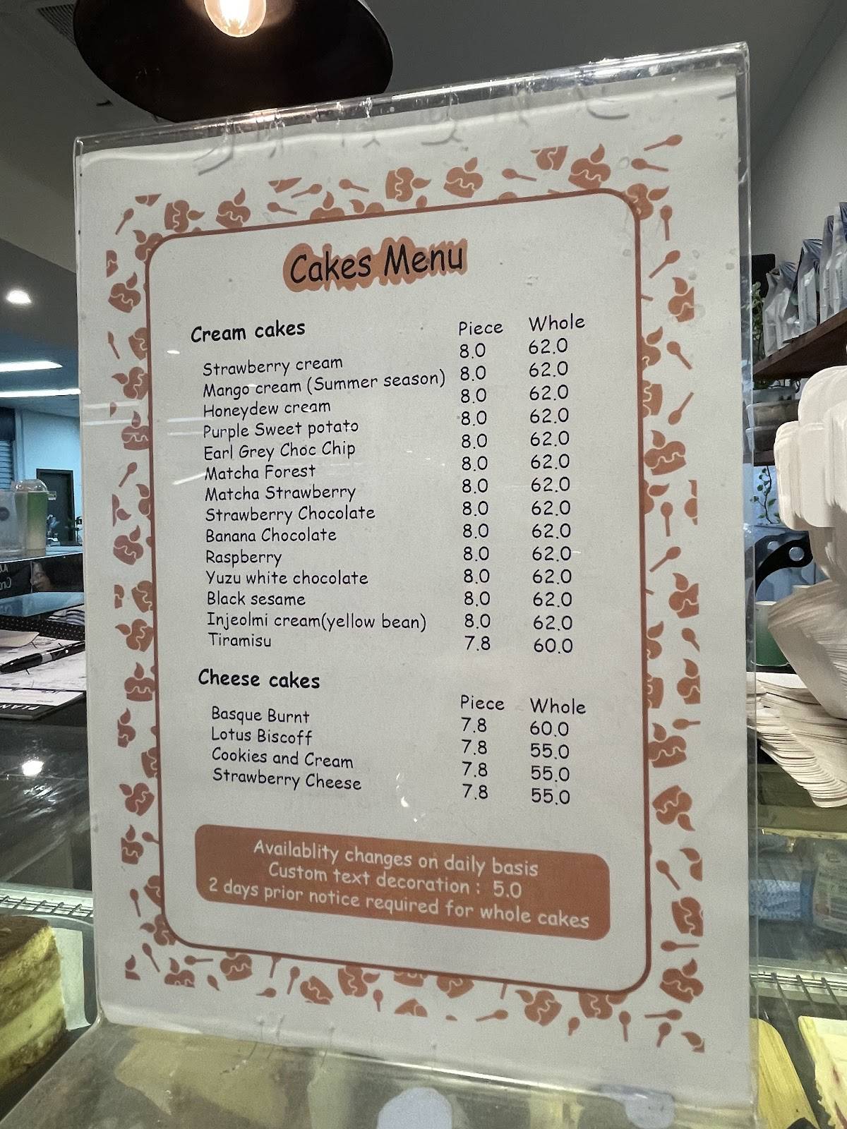 Menu at Brown Spoon Willetton cafe, Willetton
