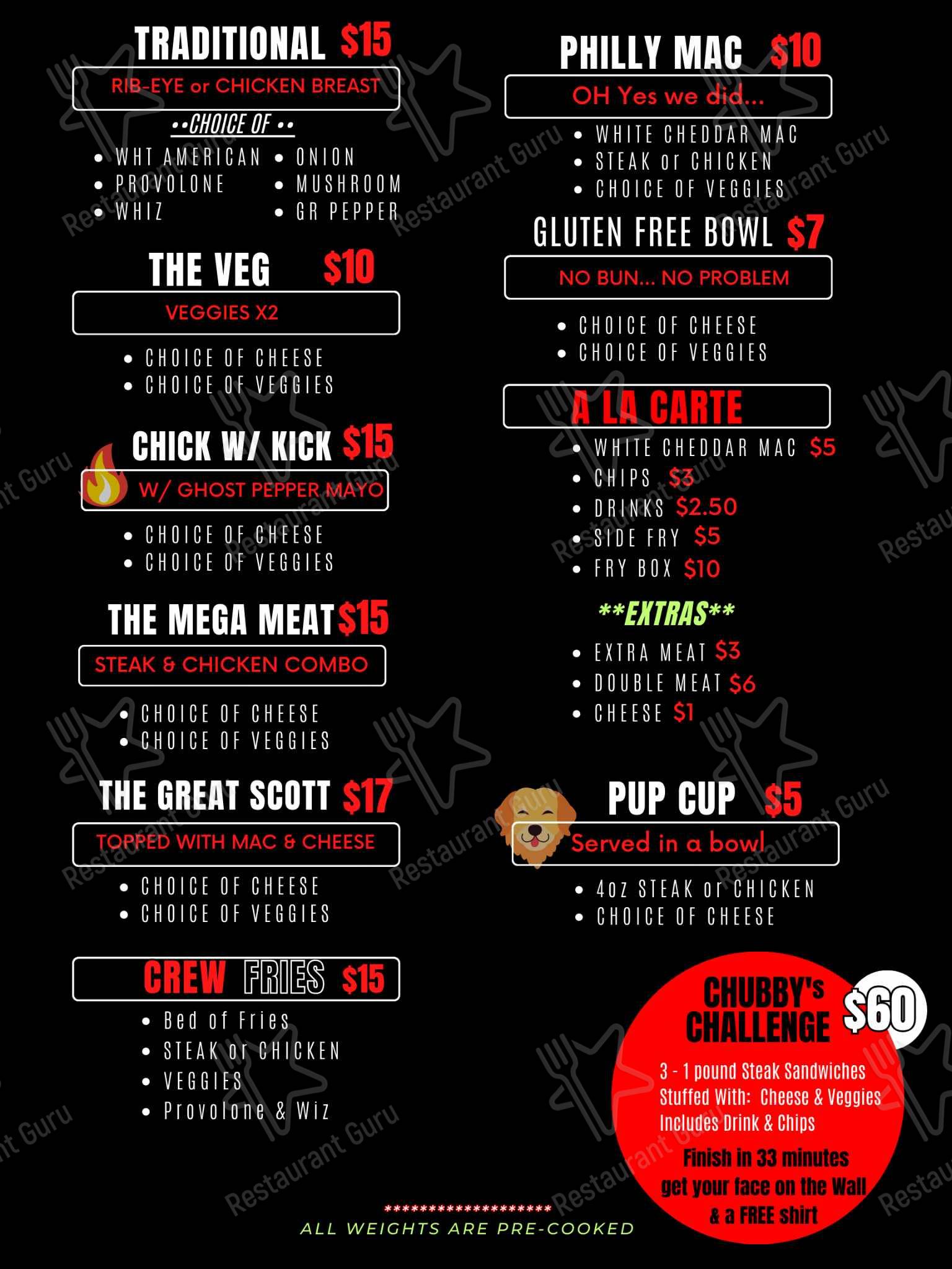 Menu at Browns Cheesesteak on the Strip, Geneva-on-the-Lake