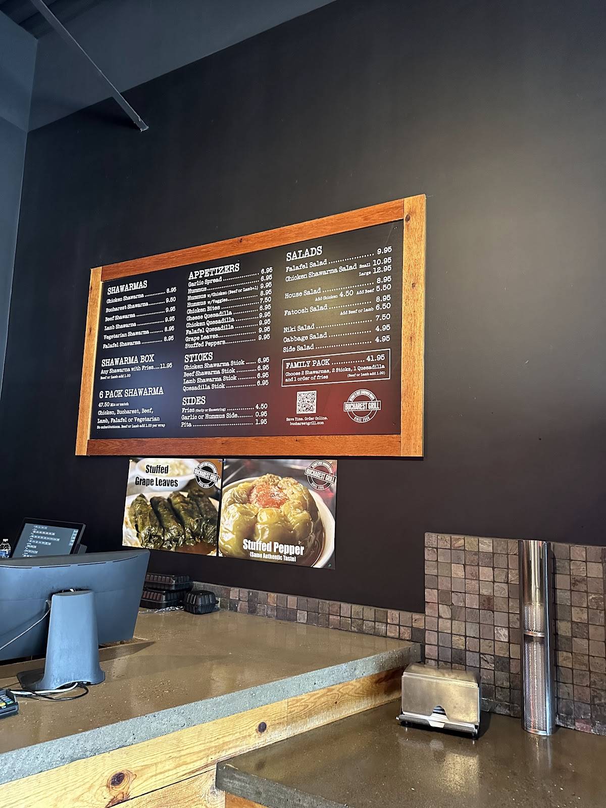 Menu at Bucharest Grill fast food, Detroit, E Jefferson Ave