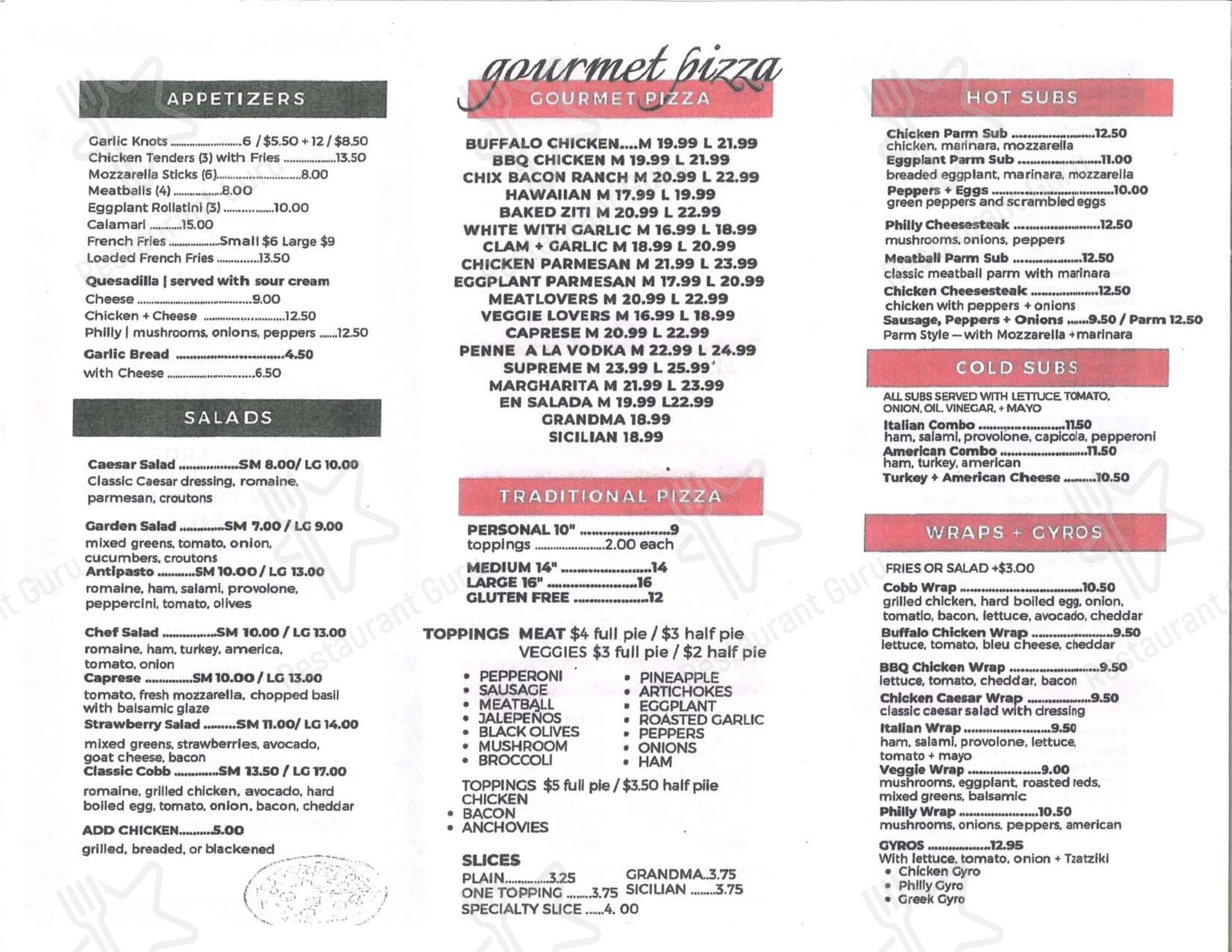 Menu at Buddy Boy's Pizzeria, Marlboro