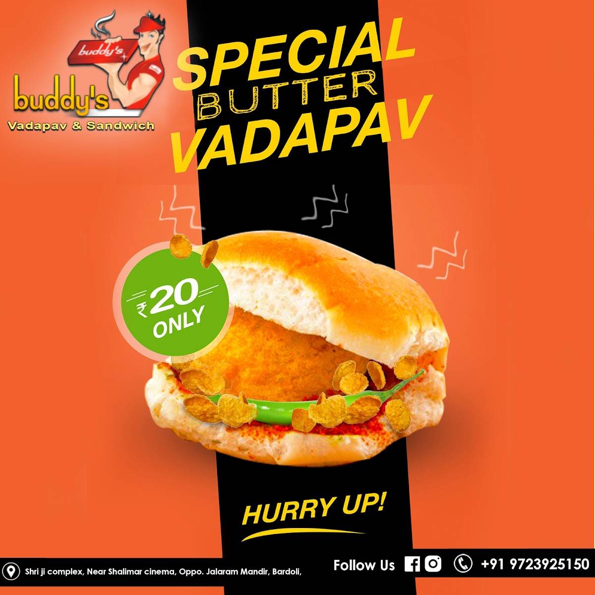 Menu at Buddy's vadapav & sandwich ( Bardoli ), Bardoli