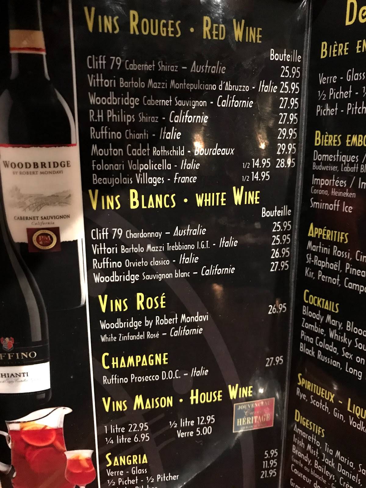 Menu at Buffet Vichy restaurant, Montréal, Taschereau Blvd