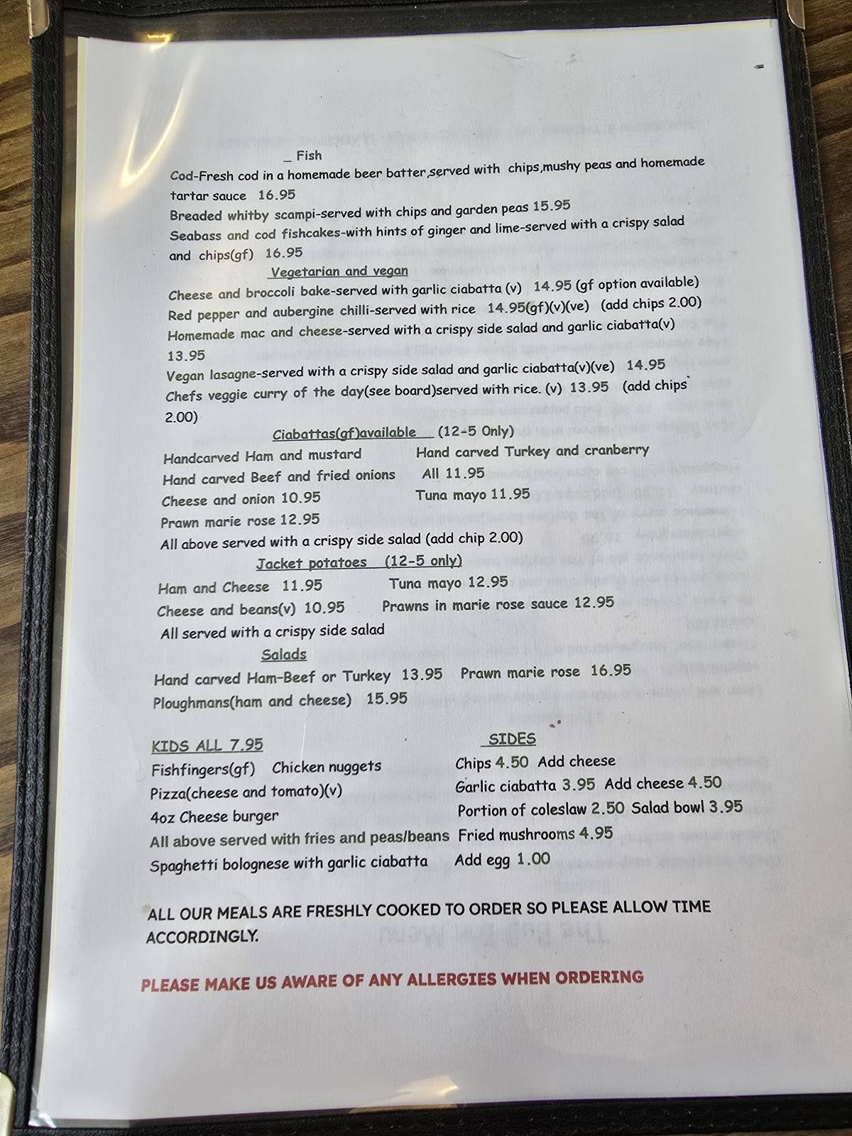 Menu at Bull Inn At Pentraeth pub & bar, Pentraeth