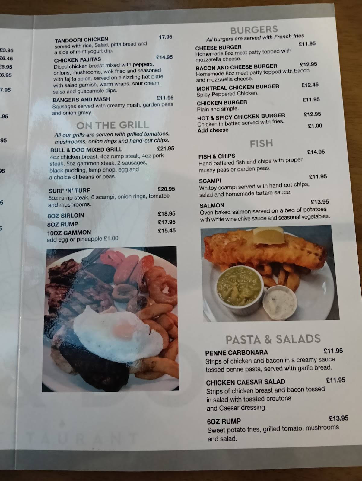 Menu at Bull & Dog pub & bar, St Helens