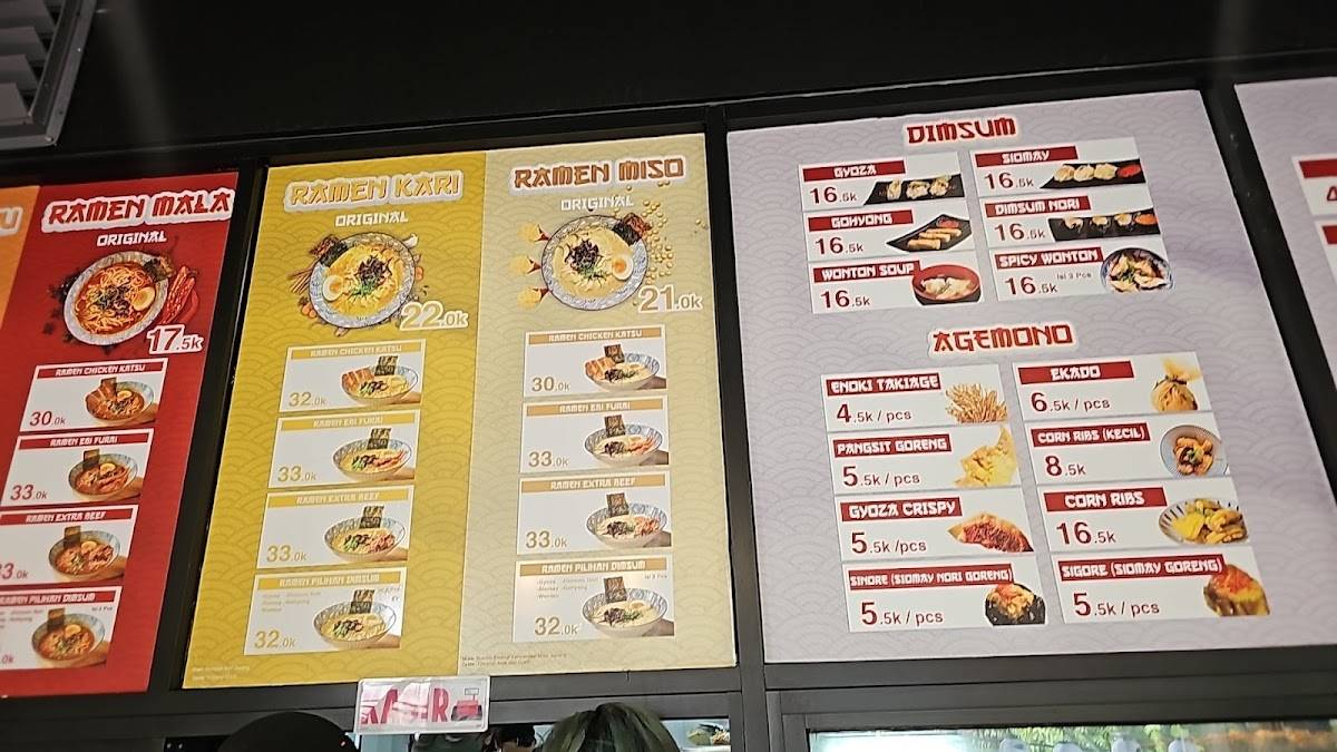 Menu at Bunga Pepaya restaurant, Jakarta