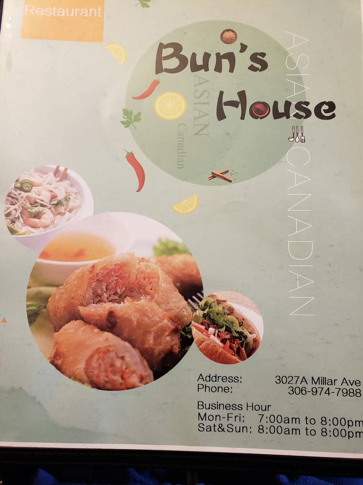 Menu at Bun's House Restaurant, Saskatoon