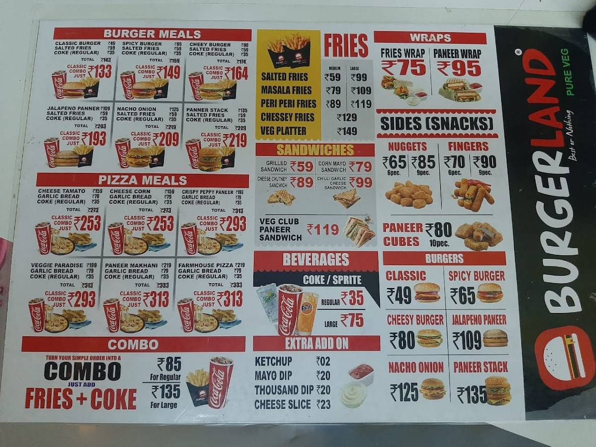 Menu at Burgerland Lalitpur, Lalitpur