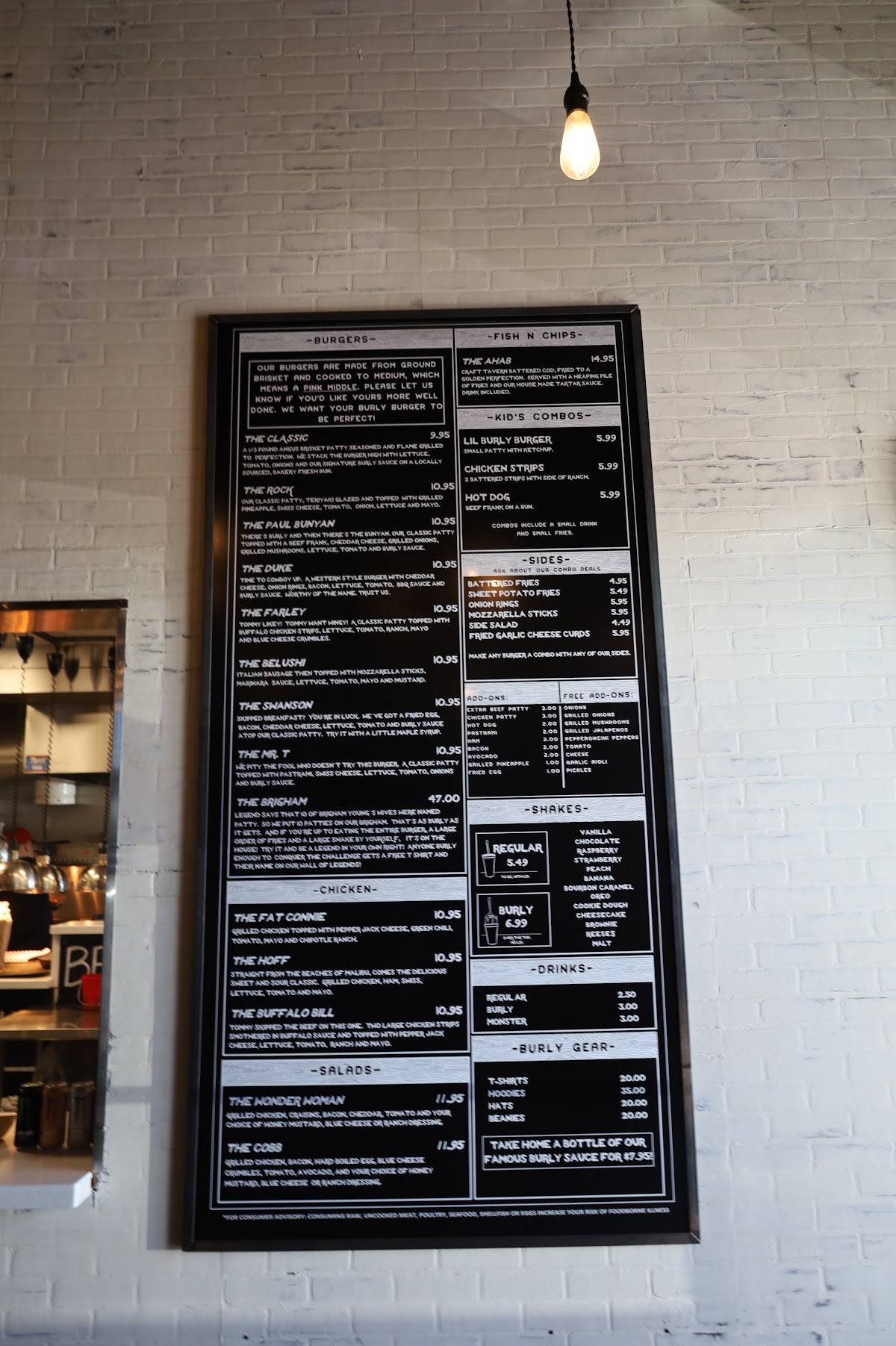 Menu at Burly Burger restaurant, South Weber, E South Weber Dr Suite 4