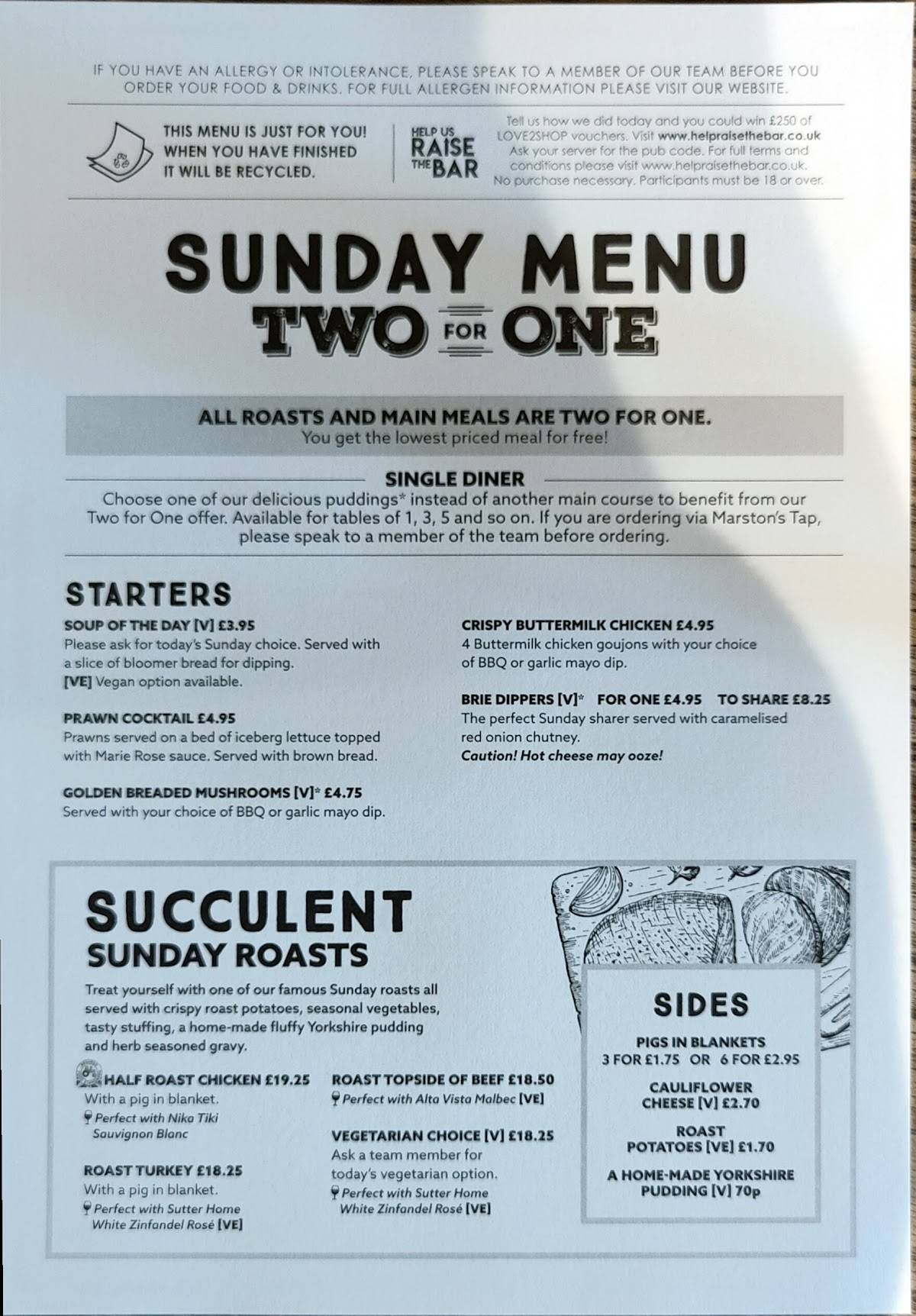 Menu at Burnt Stump pub & bar, Nottingham