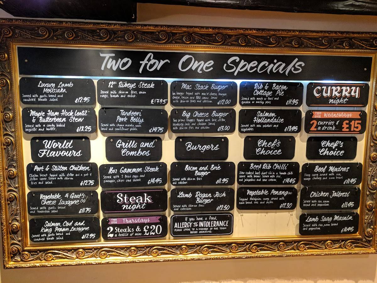 Menu at Burnt Stump pub & bar, Nottingham